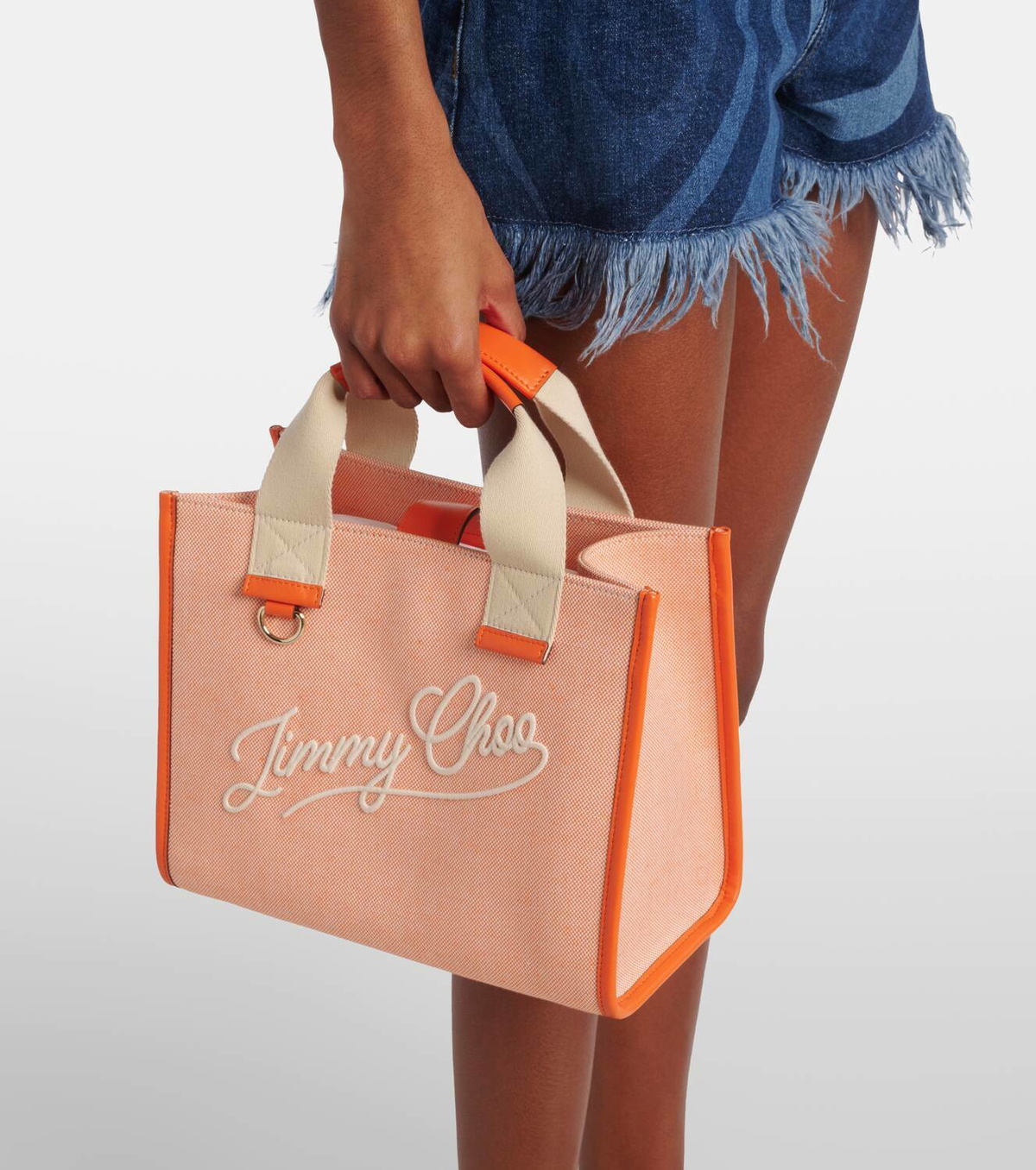 Jimmy Choo Logo leather-trimmed canvas tote bag Jimmy Choo