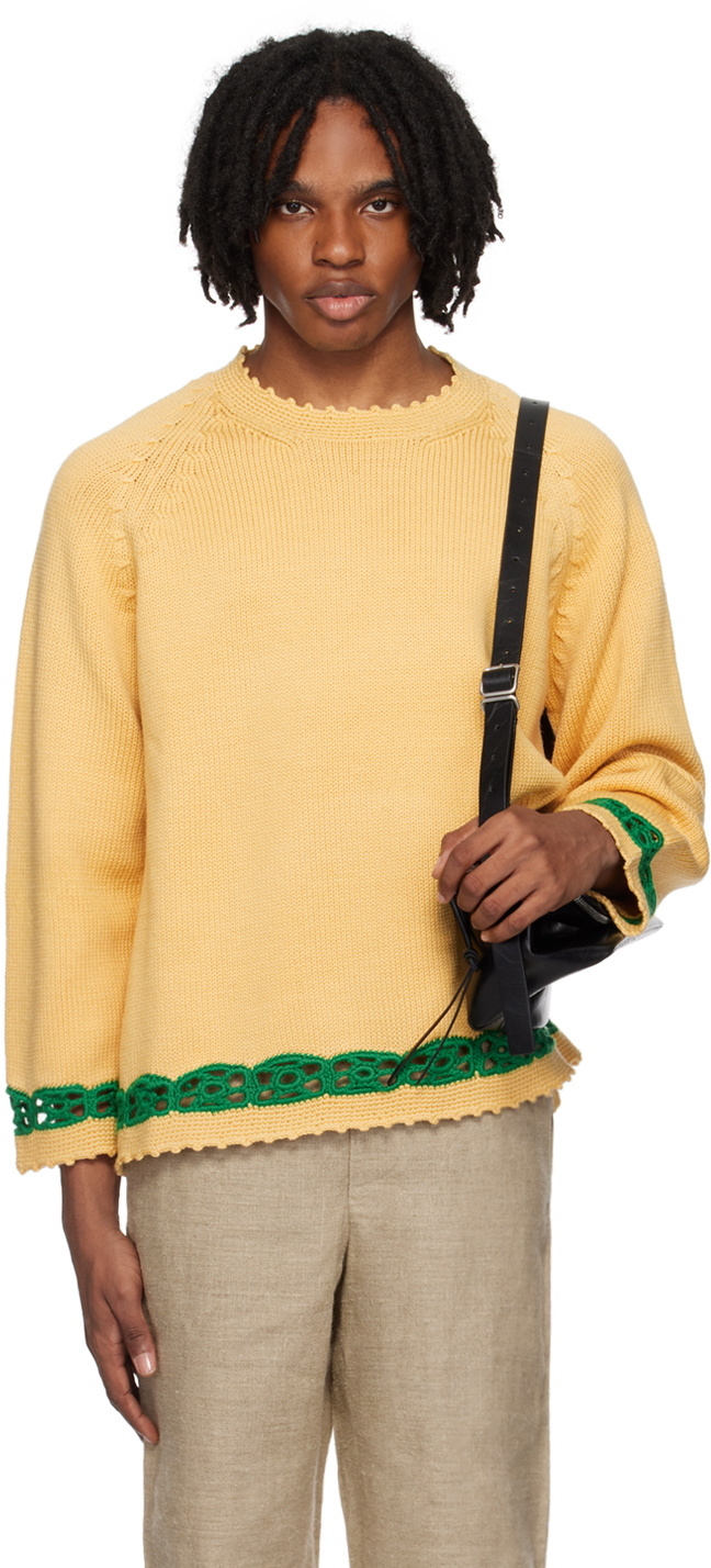 Bode Yellow Daisy Garland Sweater Bode