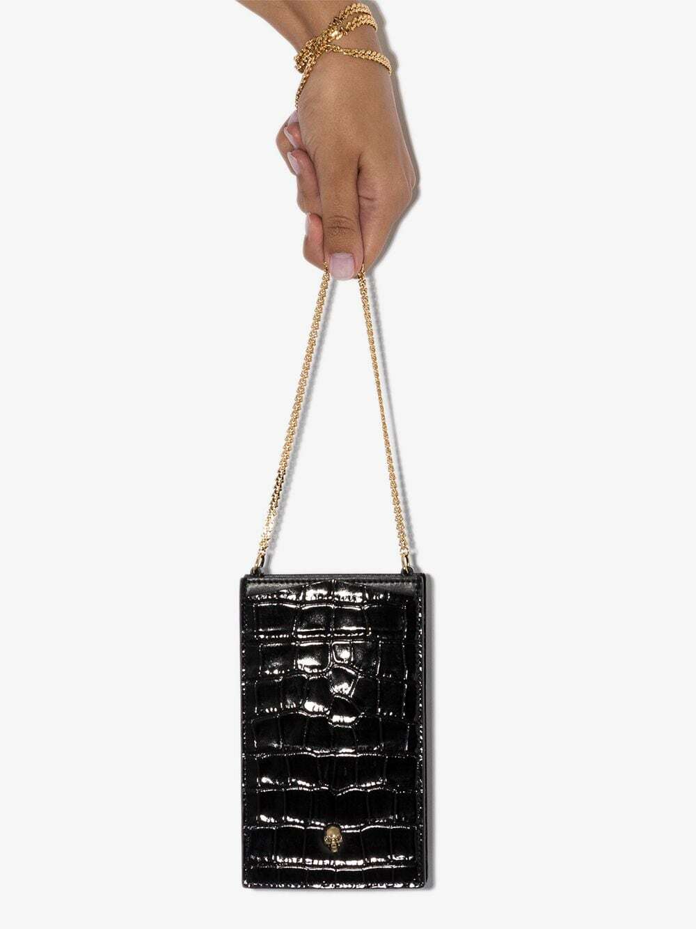 ALEXANDER MCQUEEN - Skull Leather Phone Case On Chain Alexander McQueen