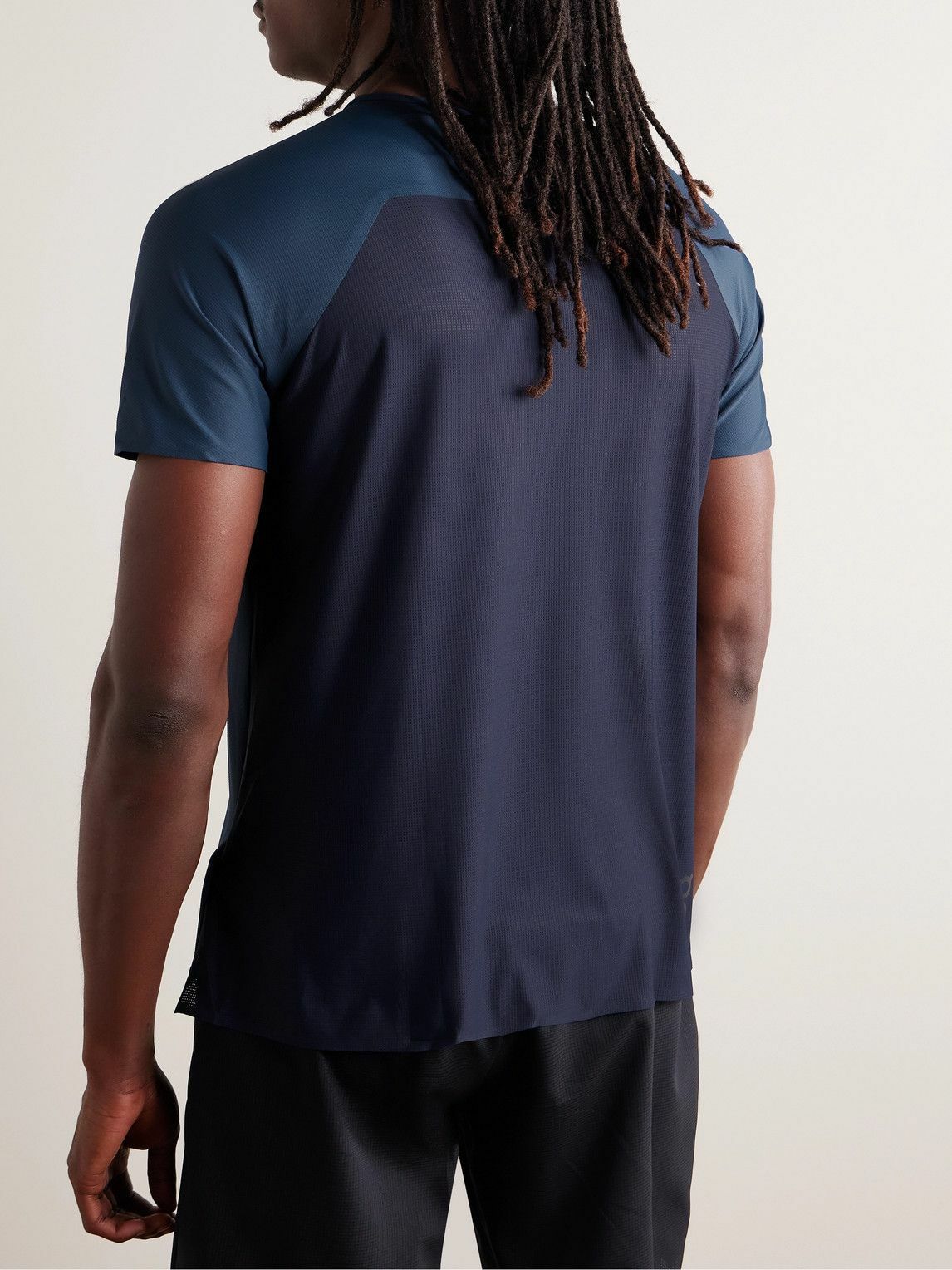 ON - Performance-T Logo-Print DryTec™ and Mesh T-Shirt - Blue On