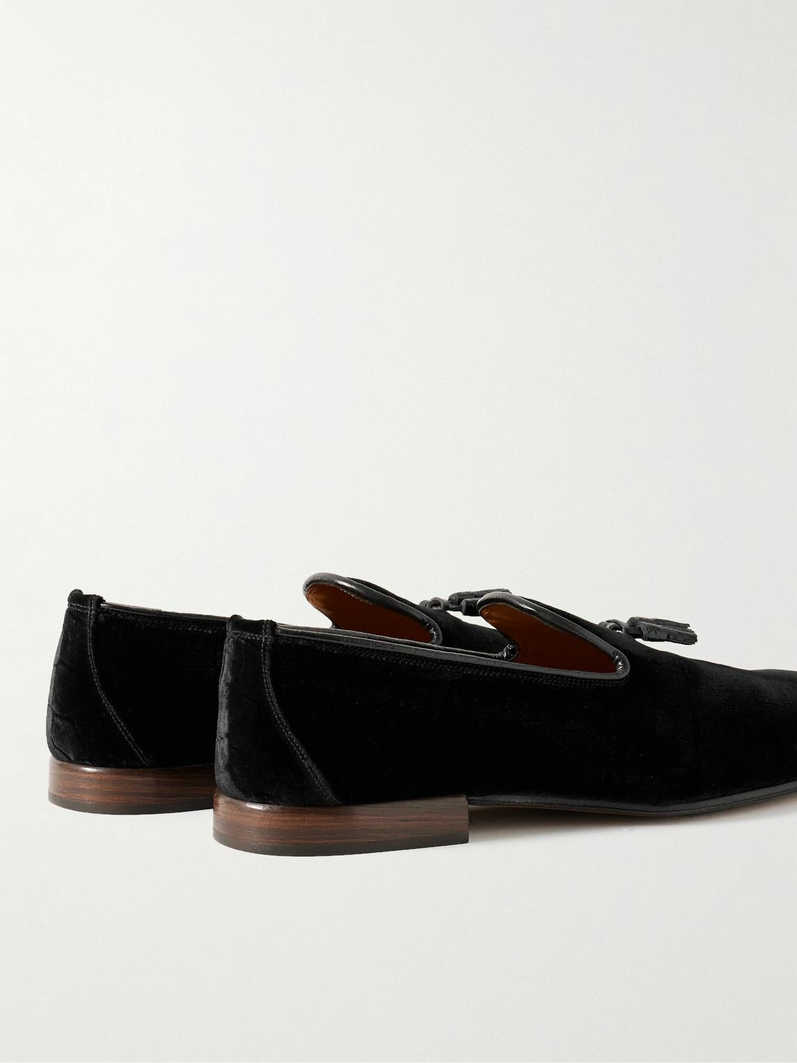 TOM FORD - Bailey Tasselled Leather-Trimmed Velvet Loafers - Black TOM FORD