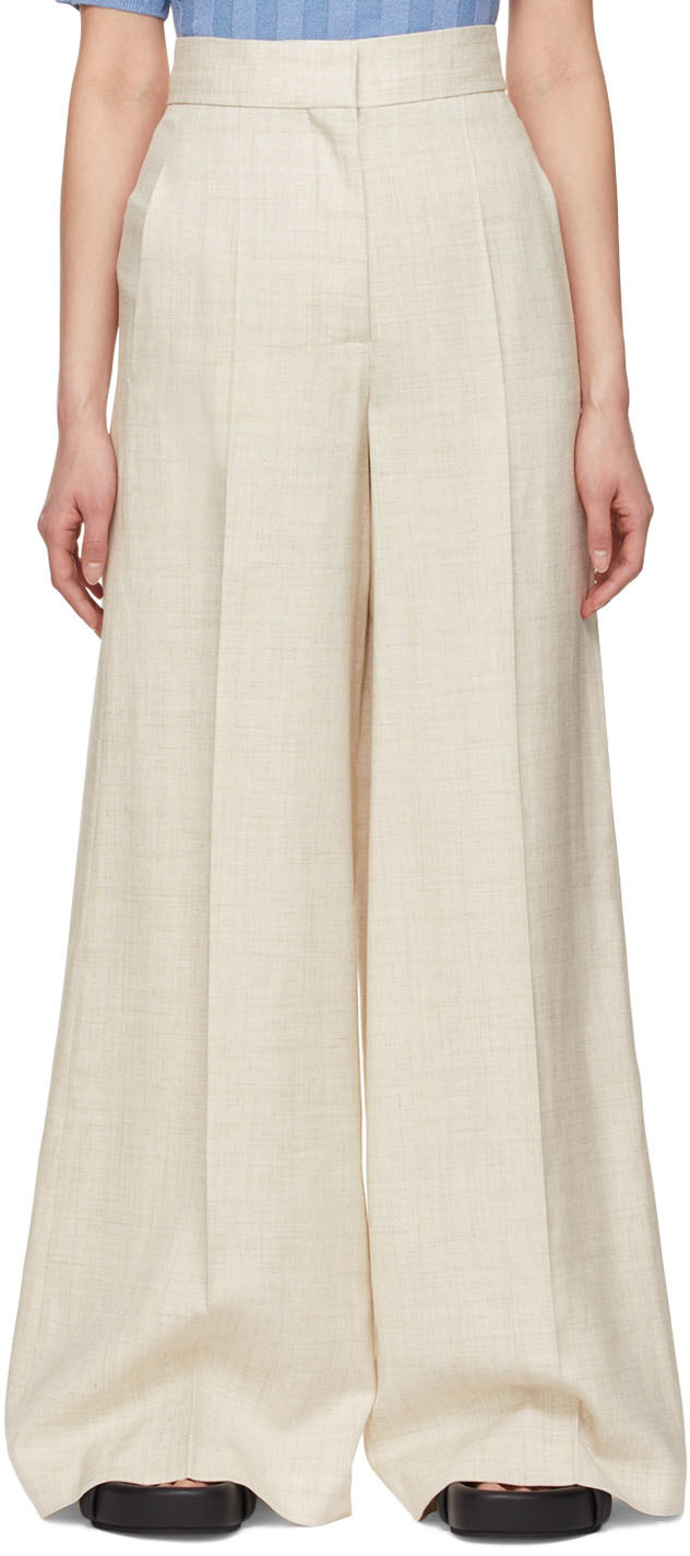 Joseph Beige Malfile Tacita Wide-Leg Flared Trousers Joseph