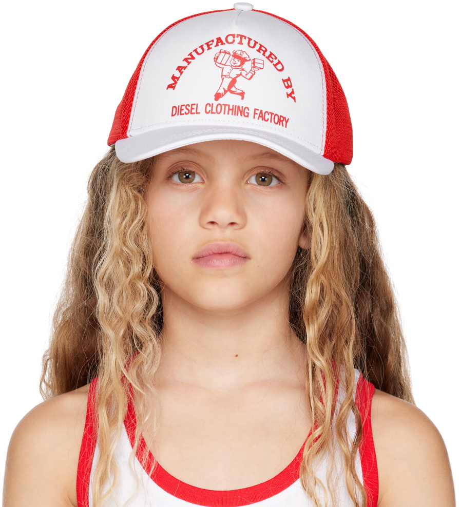 Diesel Kids White & Red Fiwos Cap Diesel