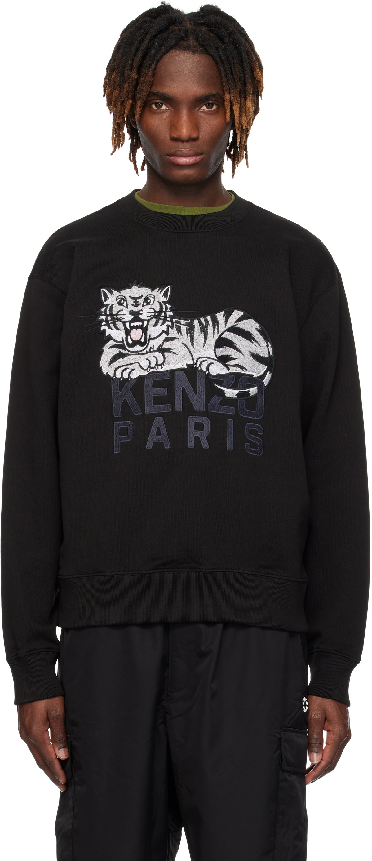 Kenzo Black Kenzo Paris 'KENZO Happy Tiger' Embroidered Sweatshirt Kenzo