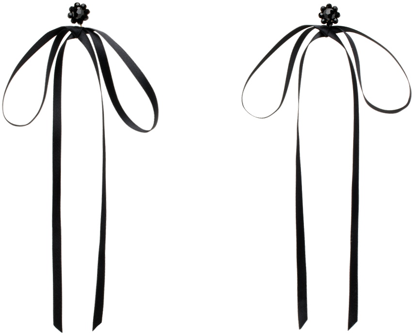 Simone Rocha Black Bow Ribbon Stud Earrings Simone Rocha