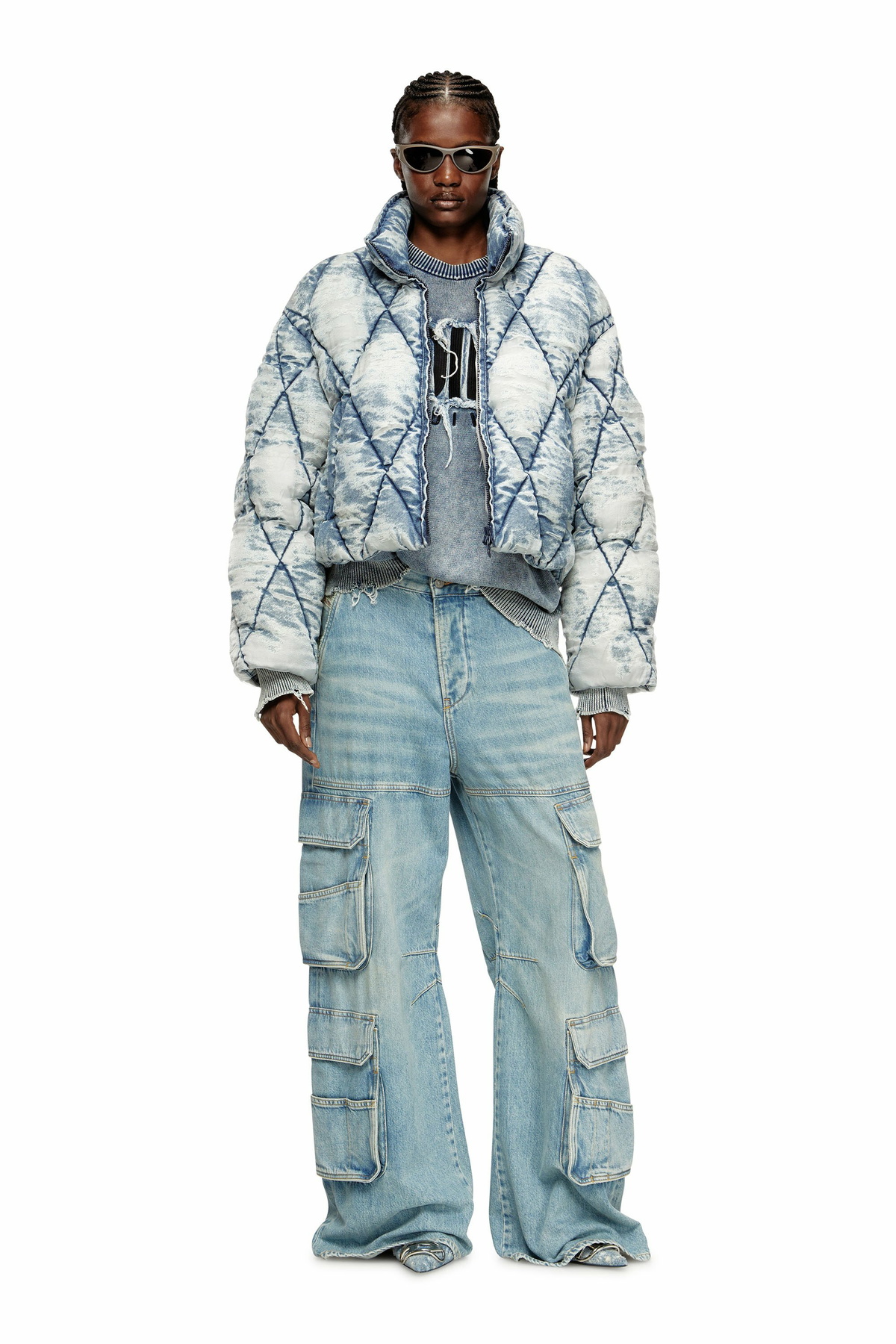Diesel Puffer jacket in argyle-quilted devoré shell - Winter Jackets ...