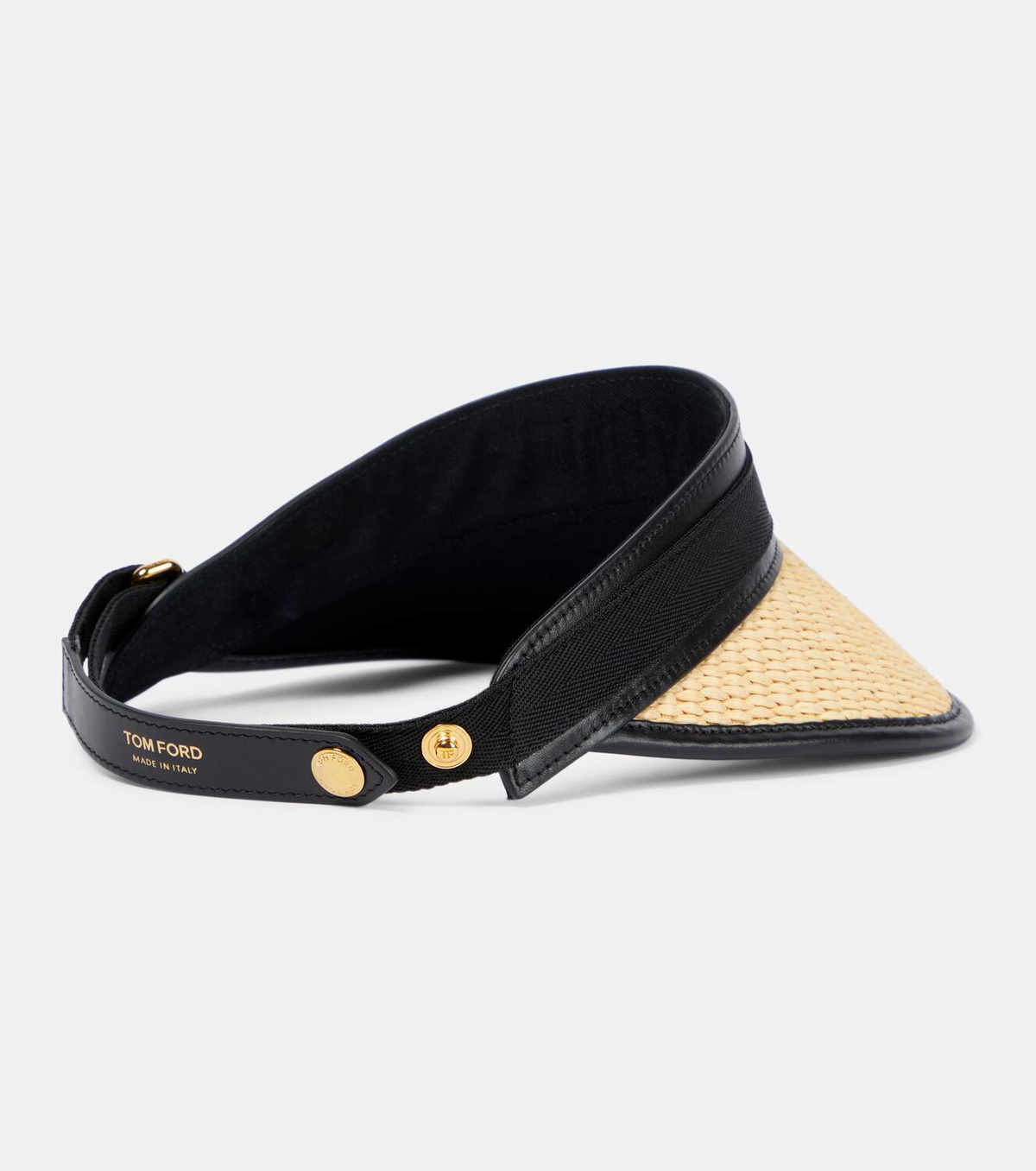 Tom Ford Leather-trimmed raffia-effect visor TOM FORD