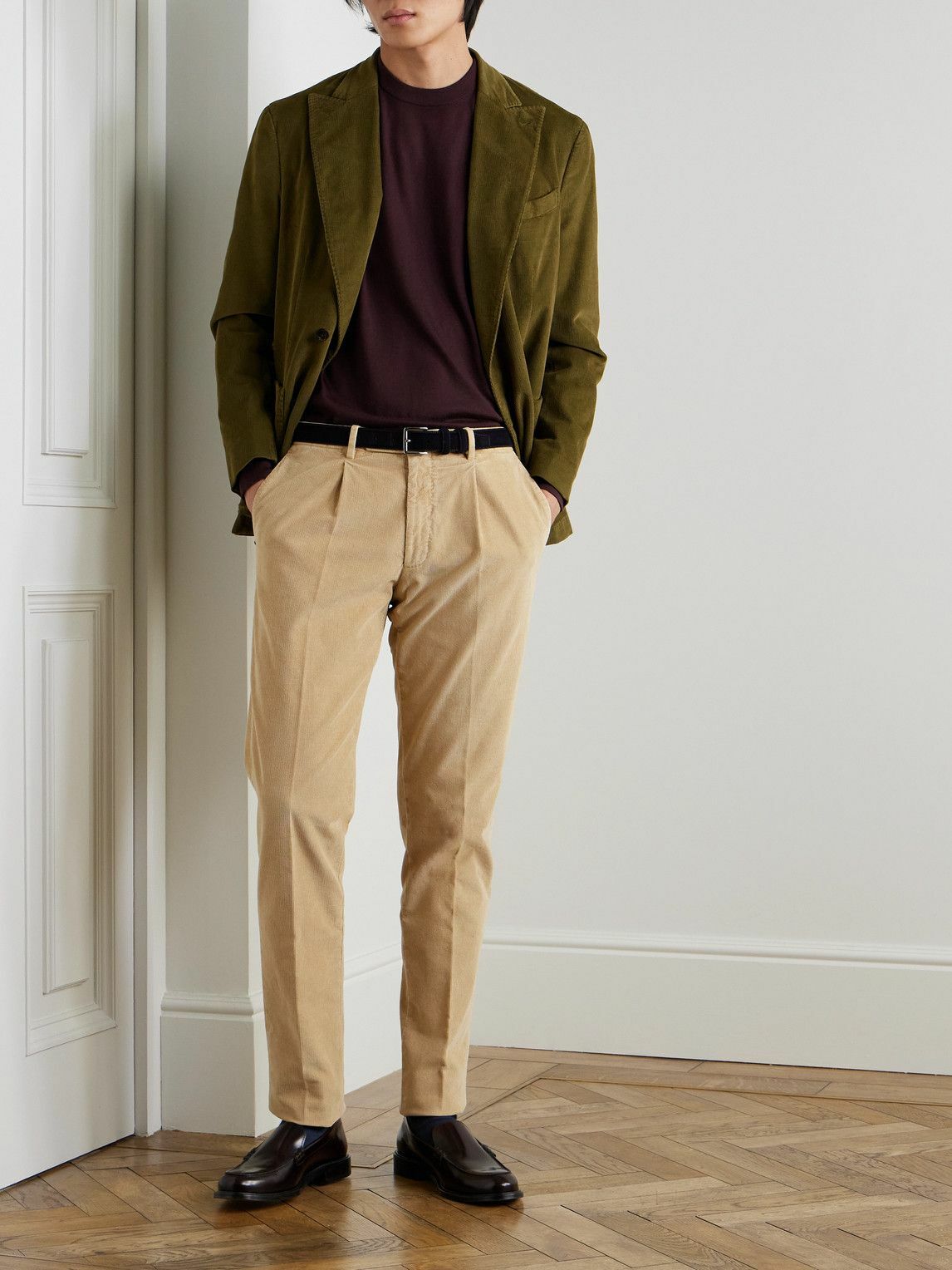 Boglioli - Straight-Leg Pleated Garment-Dyed Cotton-Blend Corduroy Suit Trousers - Neutrals Boglioli