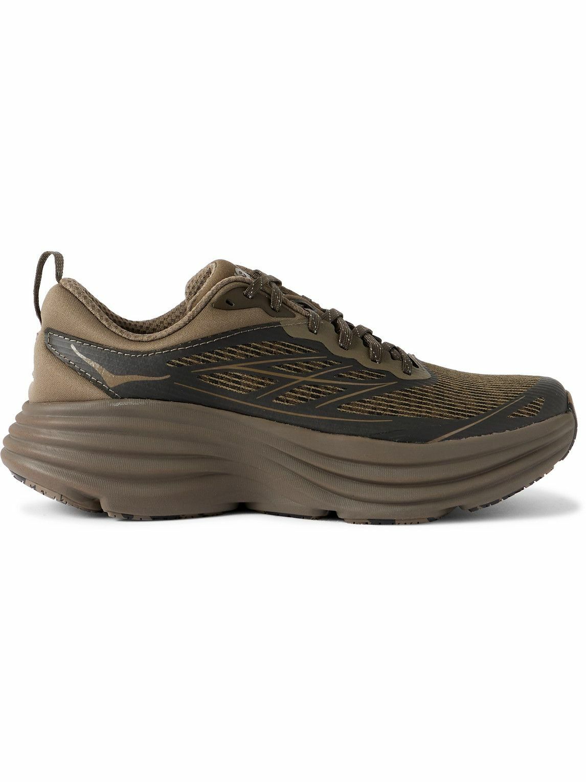 Hoka - Stealth/Tech Bondi 8 Caged Rubber-Trimmed Mesh Sneakers - Brown ...