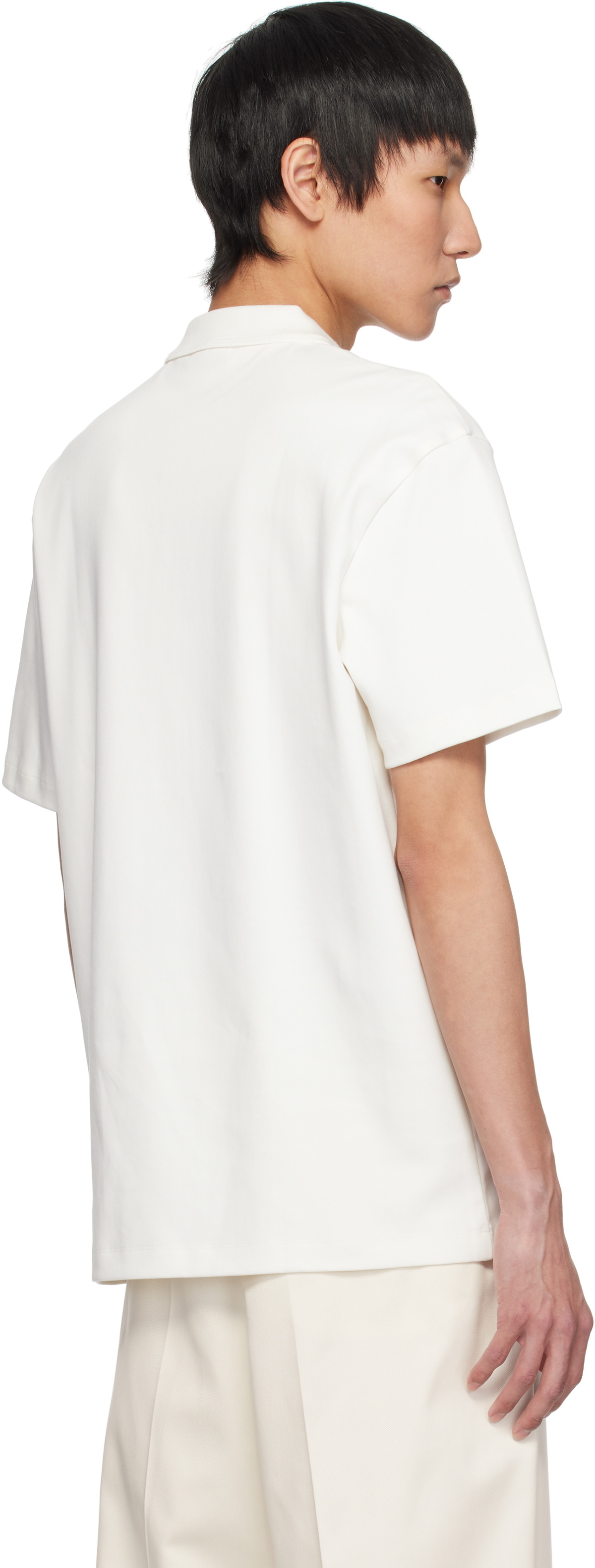Hugo White Stacked Logo Interlock-Cotton Polo Hugo Boss