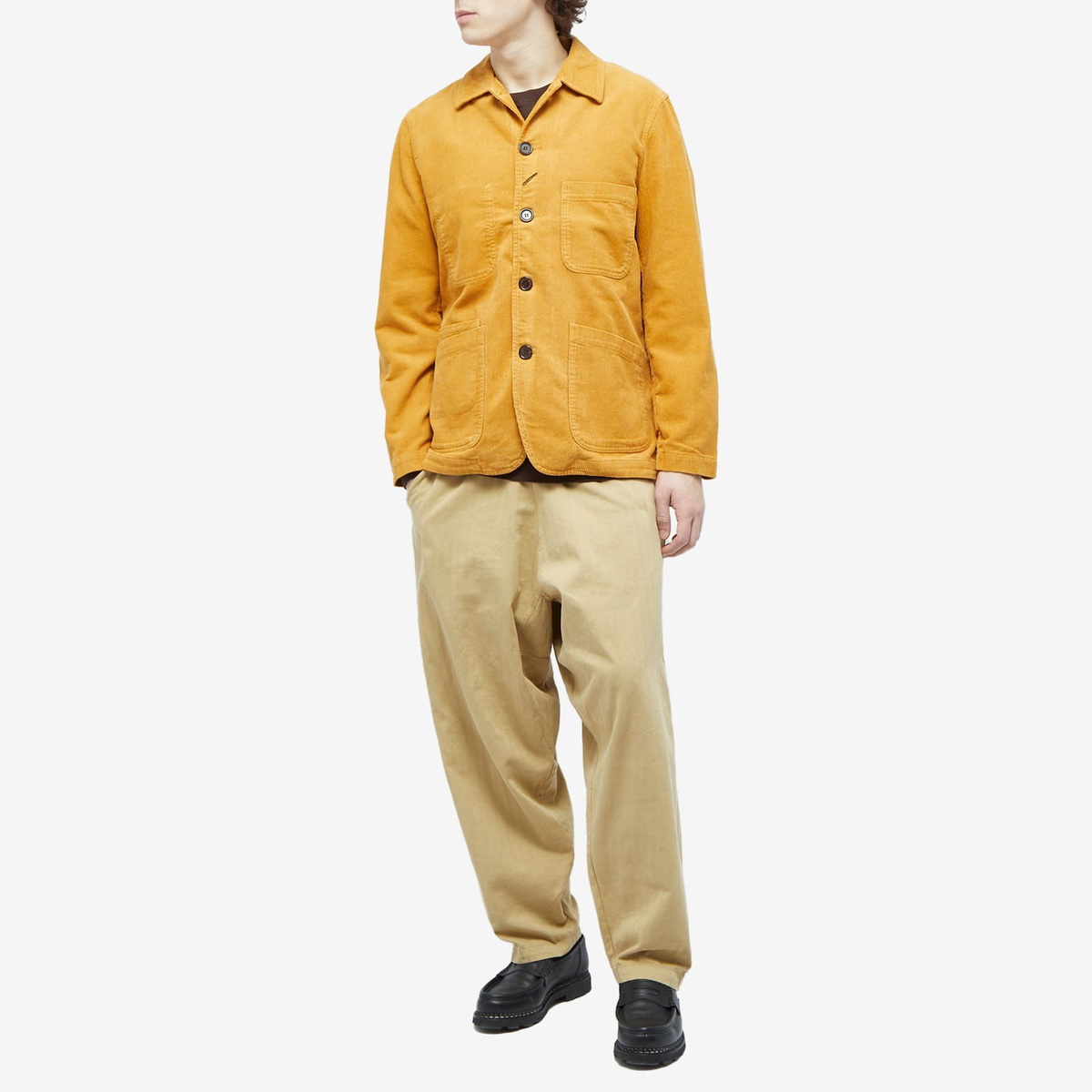 Universal Works Men's Corduroy Bakers Chore Jacket in Corn Universal Works
