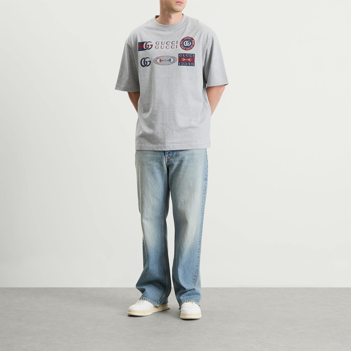 Gucci Men's Motocross Logo T-Shirt in Grey Gucci