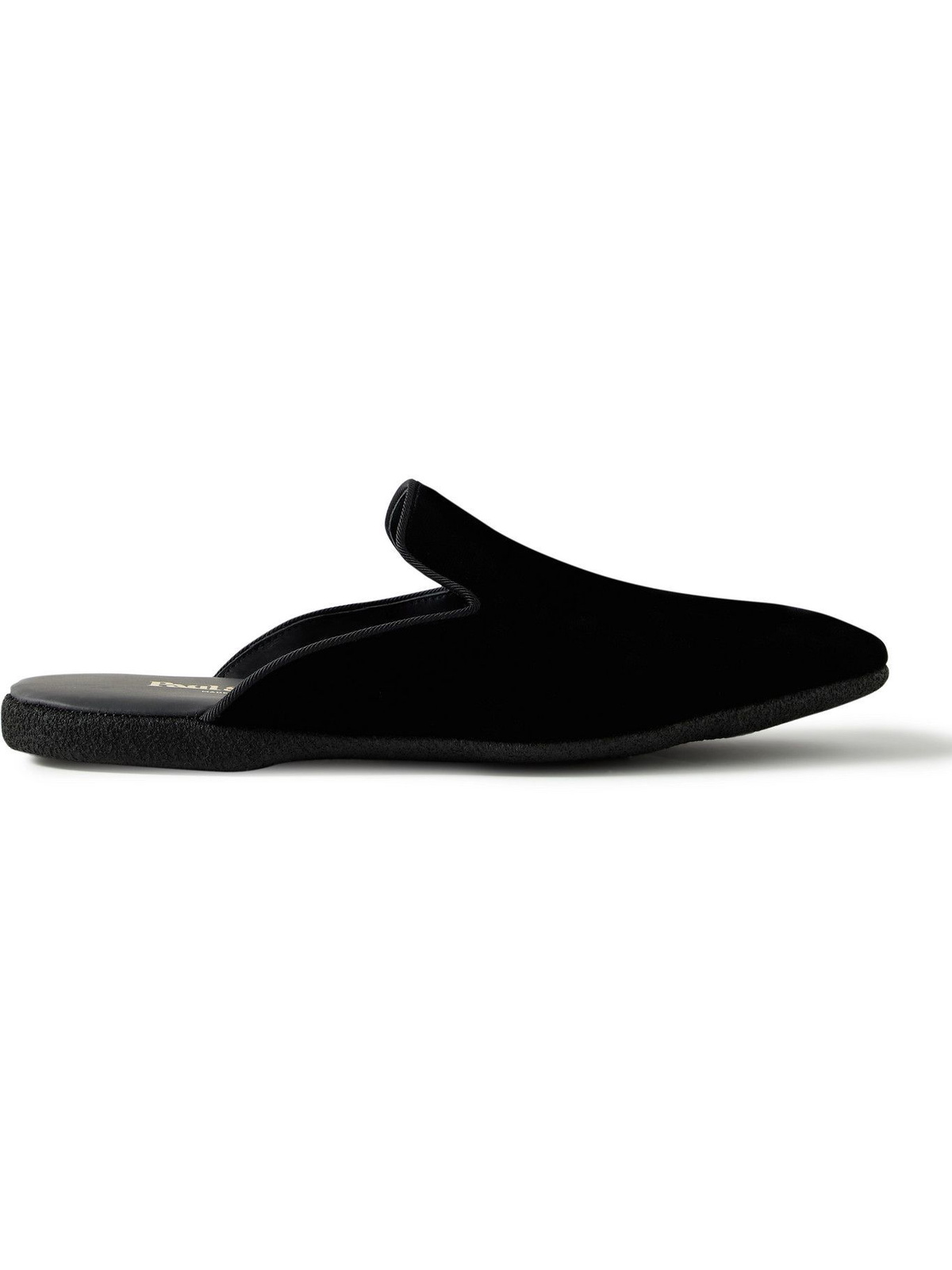 PAUL STUART - Hamilton Embroidered Velvet Slippers - Black Paul Stuart