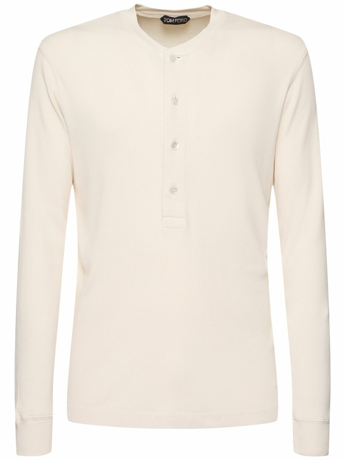 TOM FORD Cotton & Modal Ribbed Henley T-shirt TOM FORD