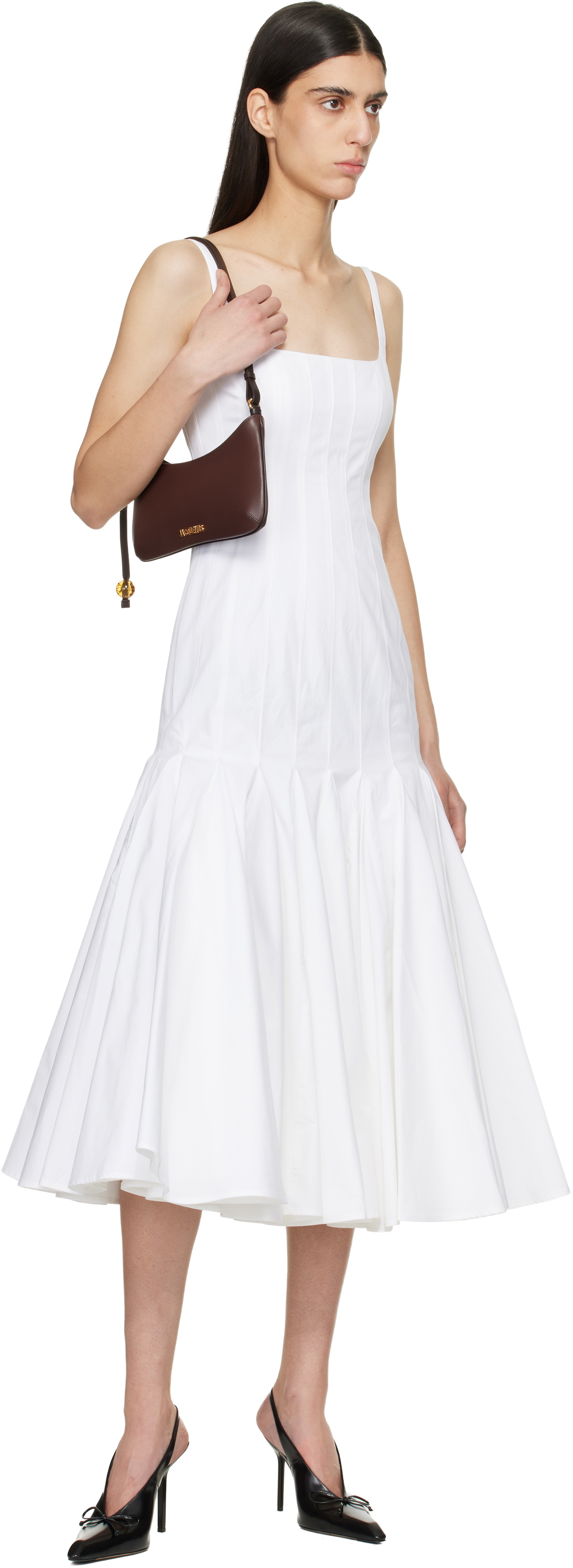 JACQUEMUS White Le Paysan 'The Agave' Midi Dress Jacquemus