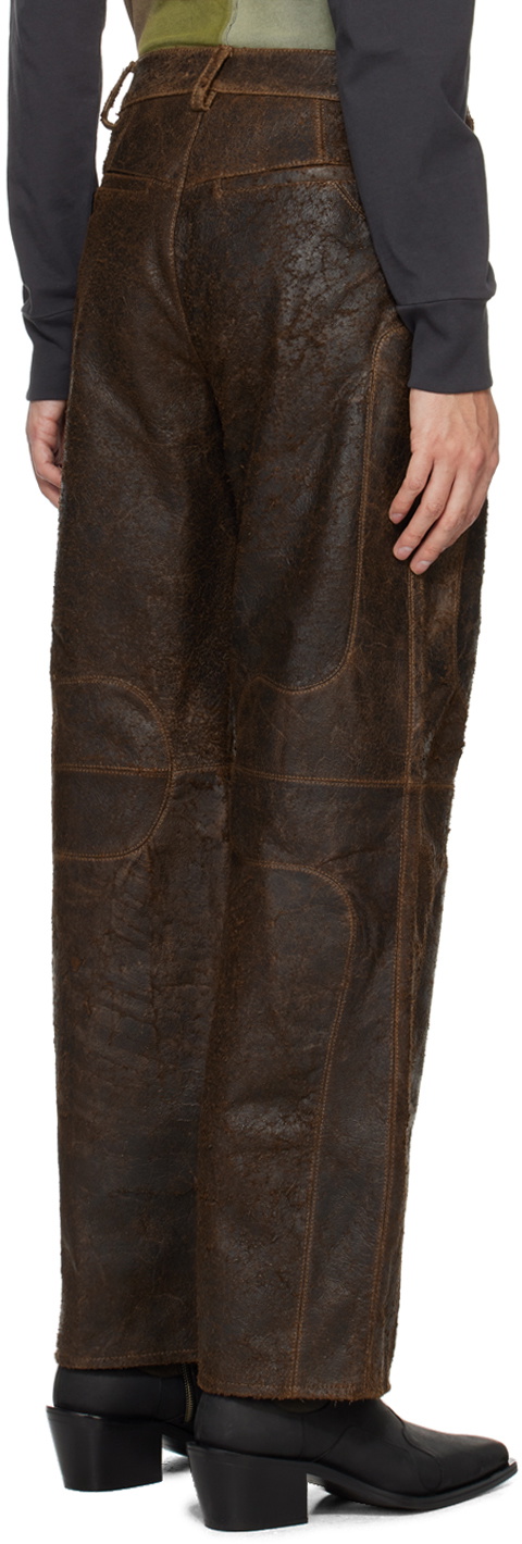 Eckhaus Latta Brown Hide Leather Pants Eckhaus Latta