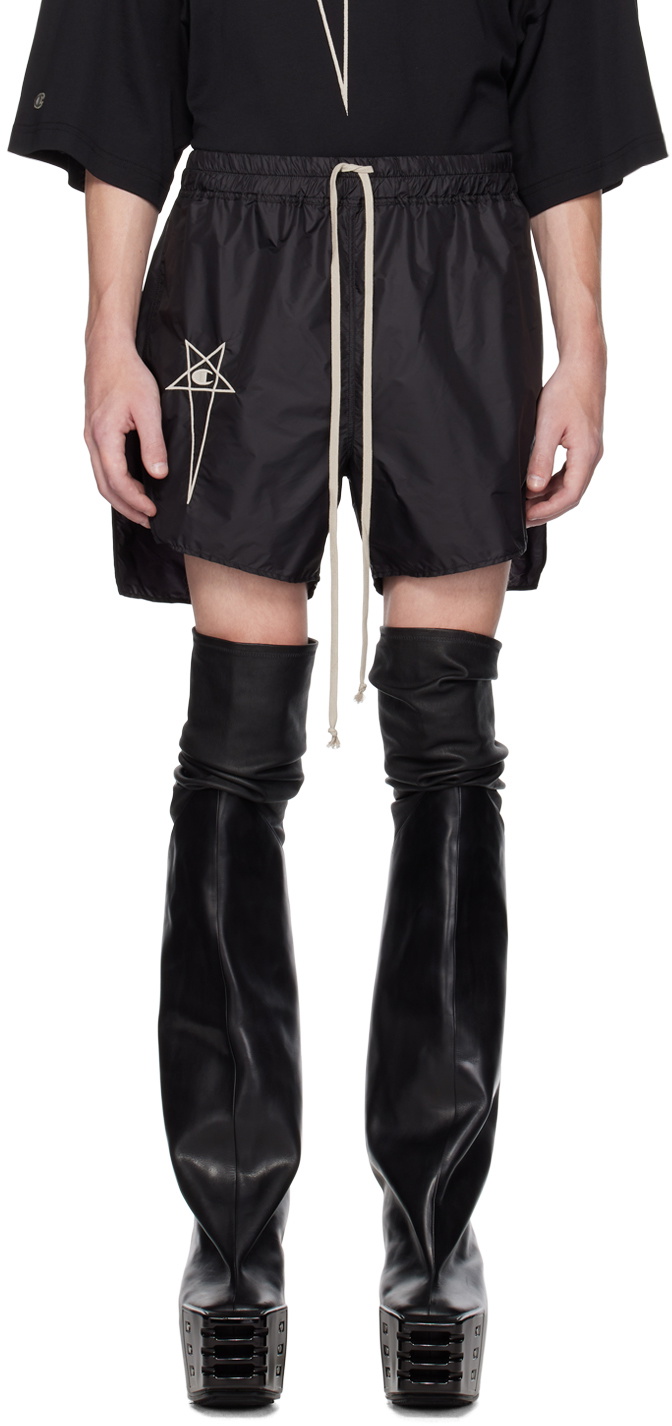 Rick Owens Black Champion Edition Dolphin Shorts Rick Owens
