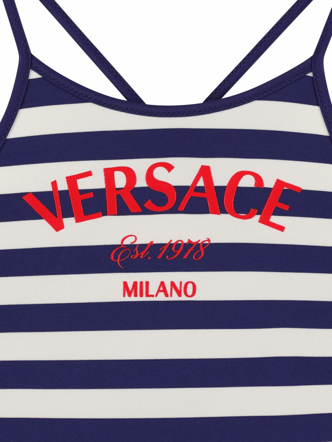 VERSACE Logo Striped Lycra One Piece Swimsuit Versace