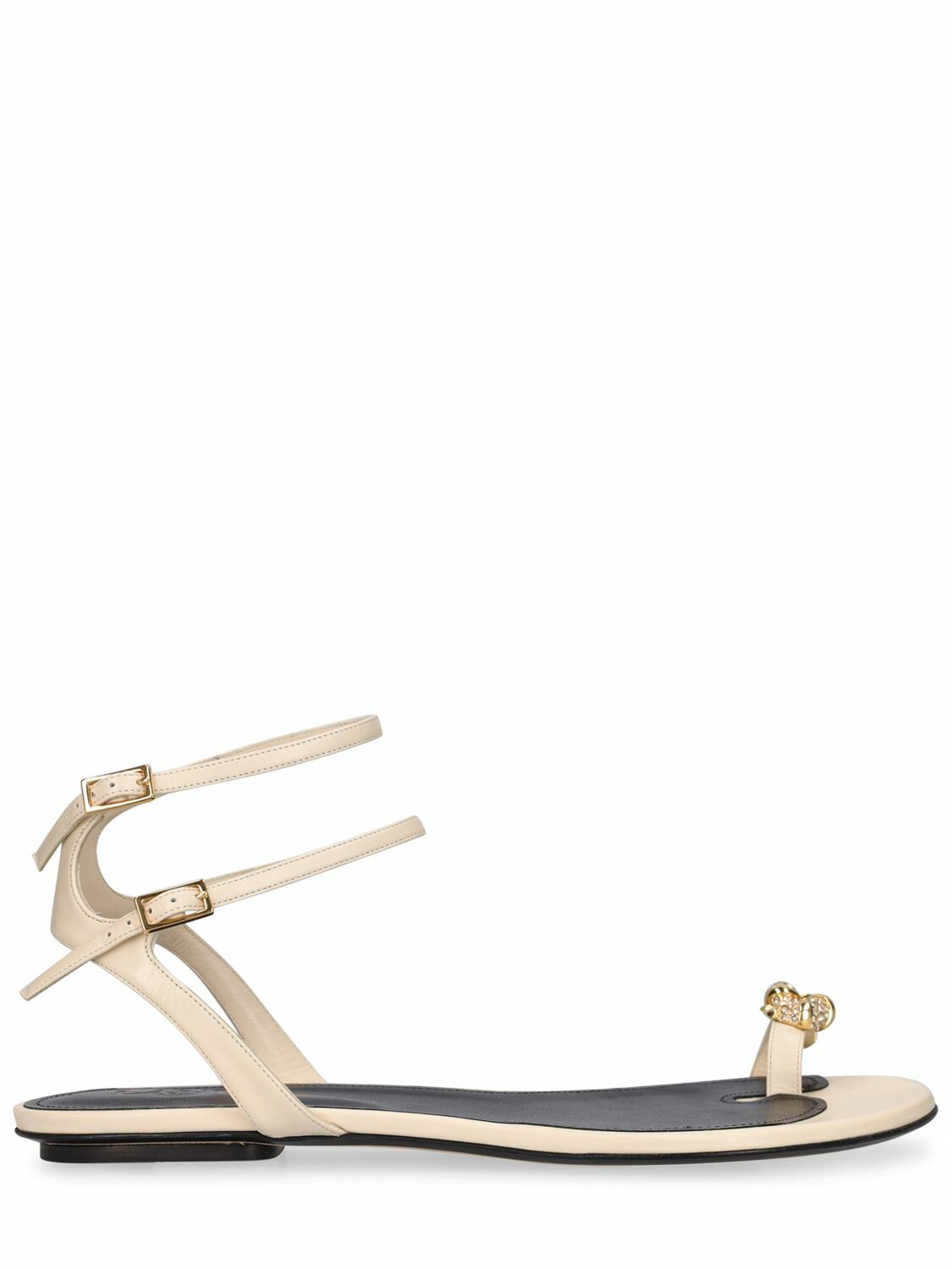 LANVIN - 10mm Swing Leather Flat Sandals Lanvin