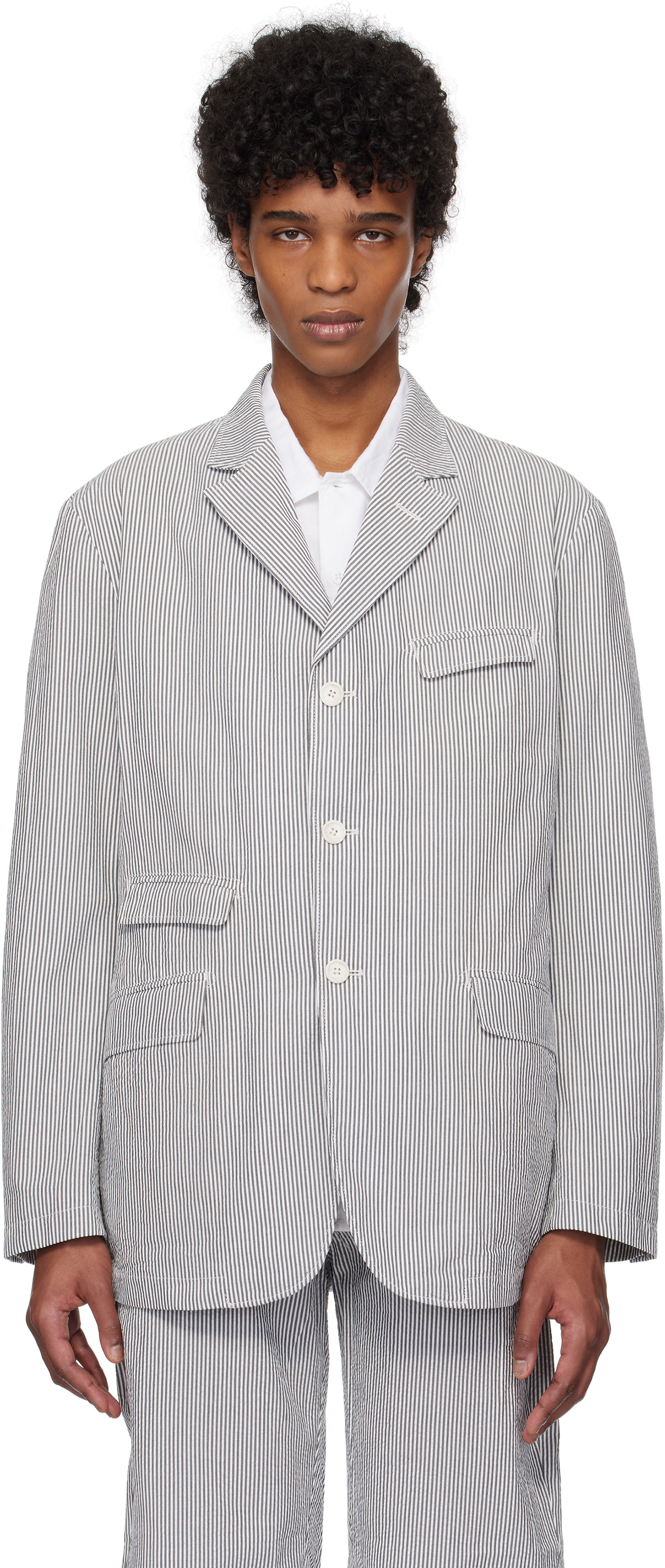 Engineered Garments Navy & White Andover Blazer Engineered Garments