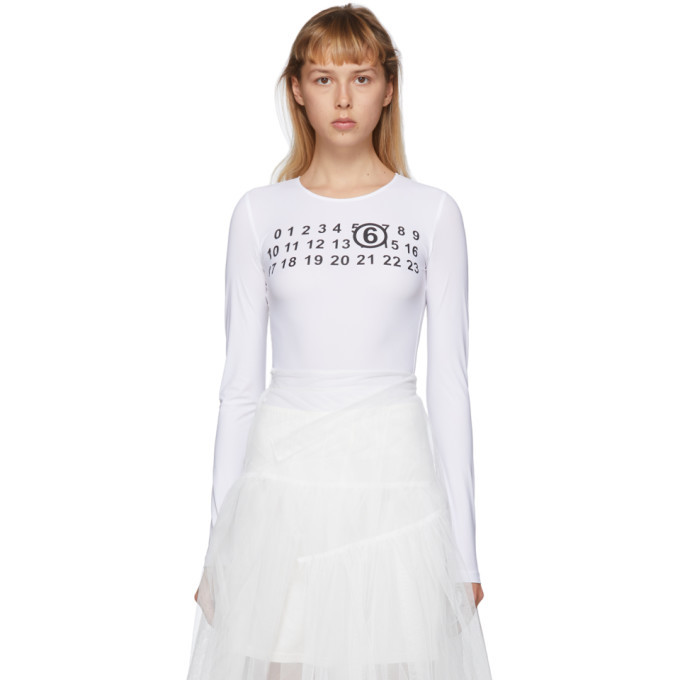 MM6 Maison Margiela White Logo Bodysuit MM6 Maison Margiela