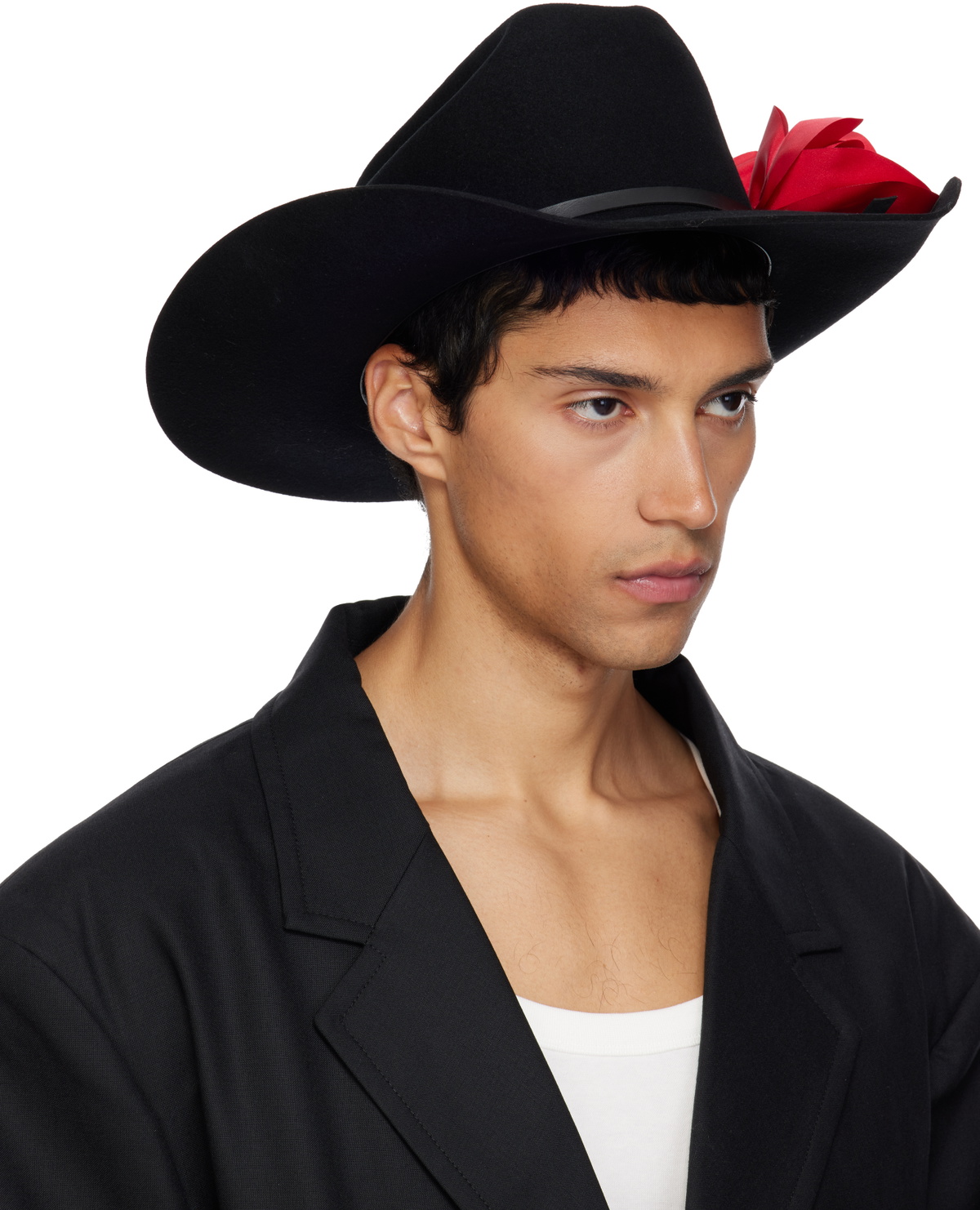 WILLY CHAVARRIA Black Flower Hat Willy Chavarria