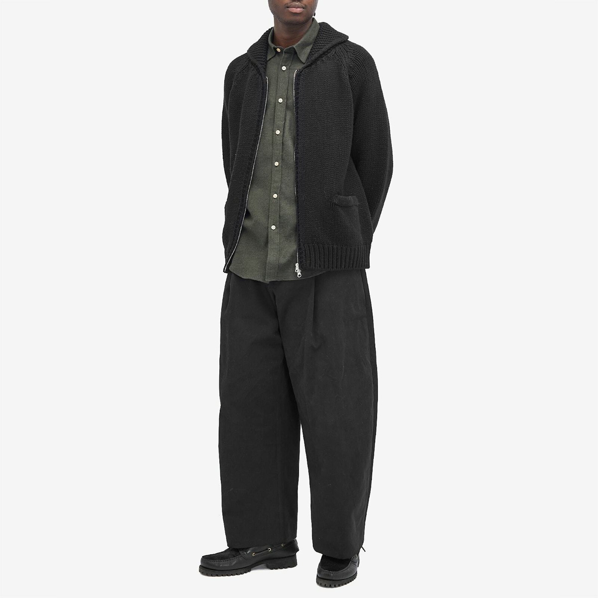 FrizmWORKS Men's Cowichan Zip Up Cardigan in Black FrizmWORKS