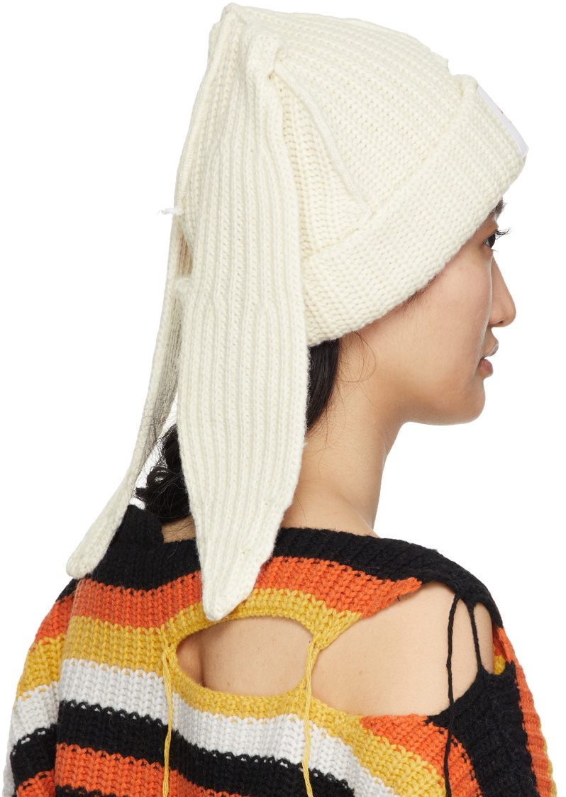 Charles Jeffrey LOVERBOY White Wool Chunky Rabbit Beanie Charles ...