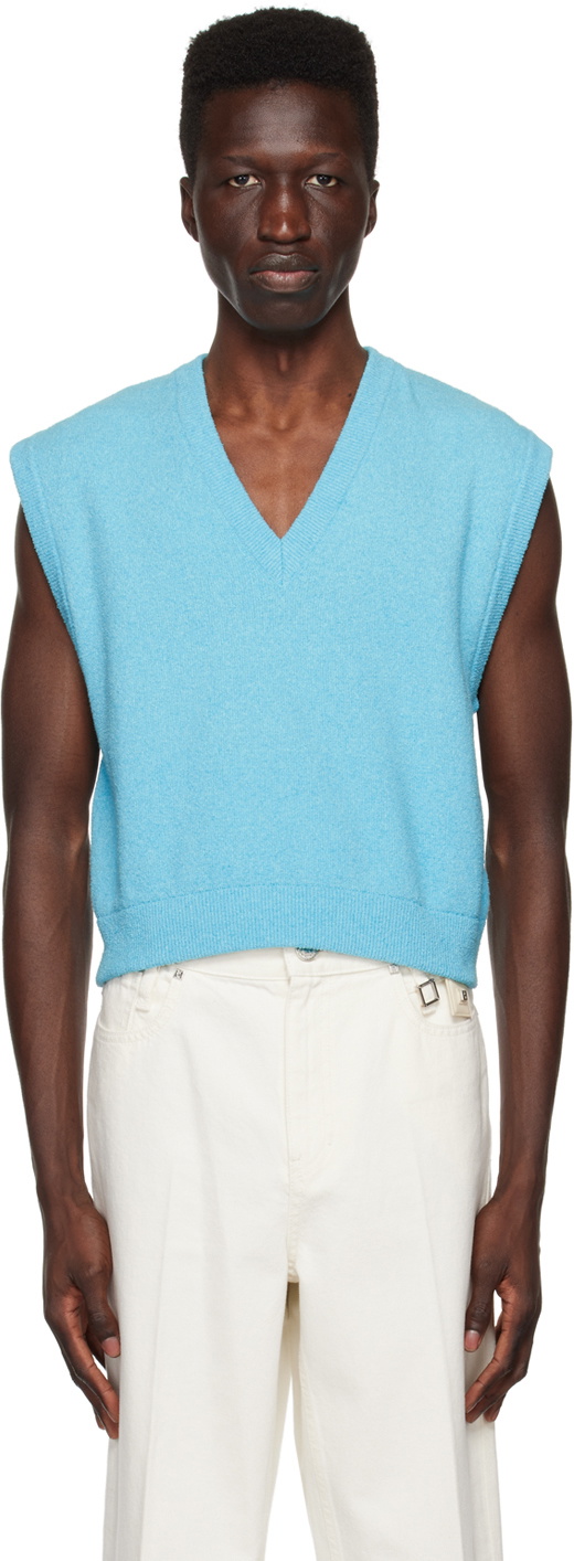 Wooyoungmi Blue V-Neck Vest Wooyoungmi