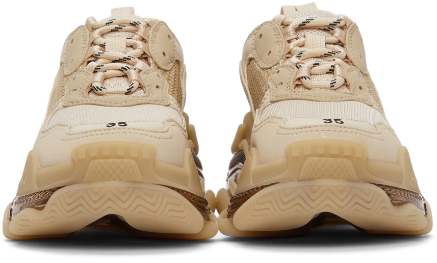 Balenciaga Beige Clear Sole Triple S Sneakers Balenciaga