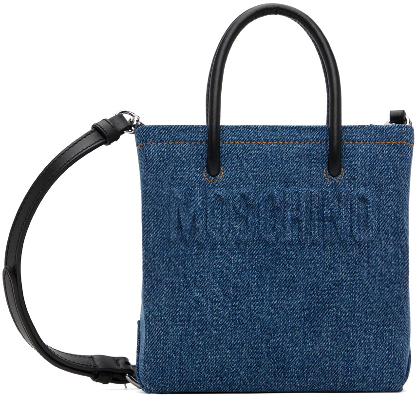 Moschino Blue Embossed Denim Bag Moschino