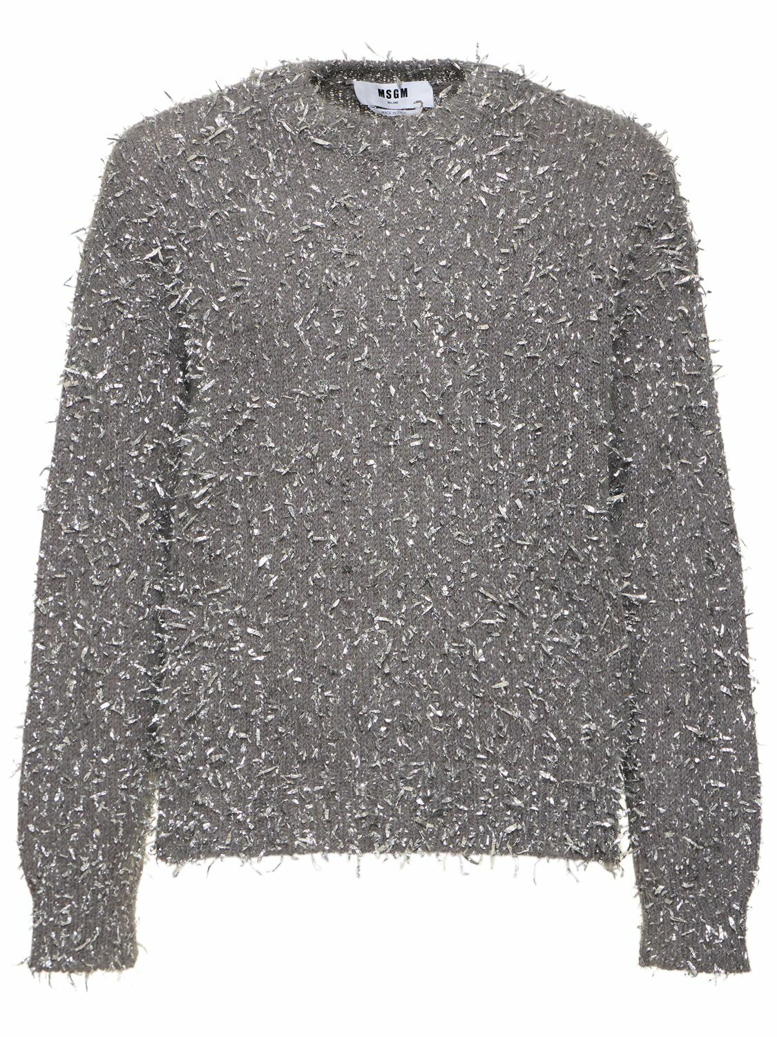 MSGM Silver Textured Knit Sweater MSGM
