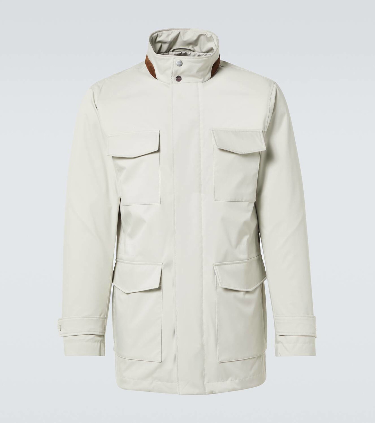 Kiton Leather-trimmed field jacket Kiton