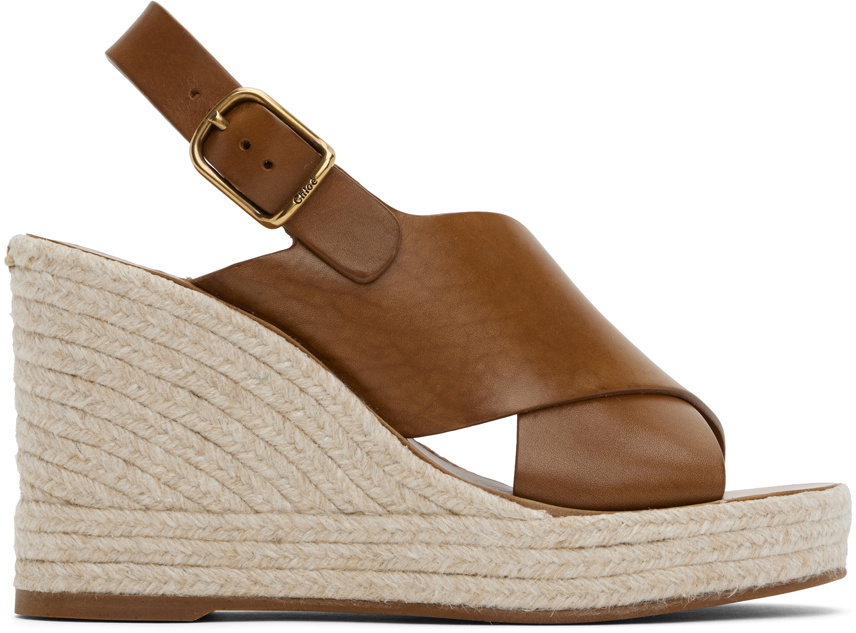 Chloé Brown Pary Wedge Espadrilles Chloe