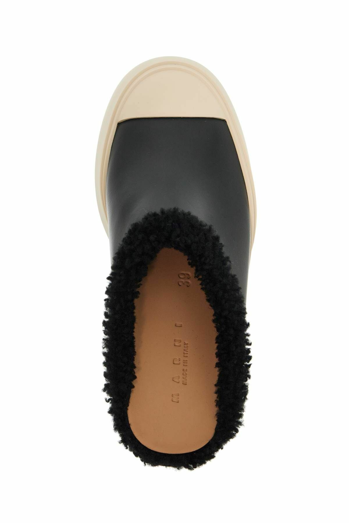 MARNI pablo leather and shearling clog Black Marni