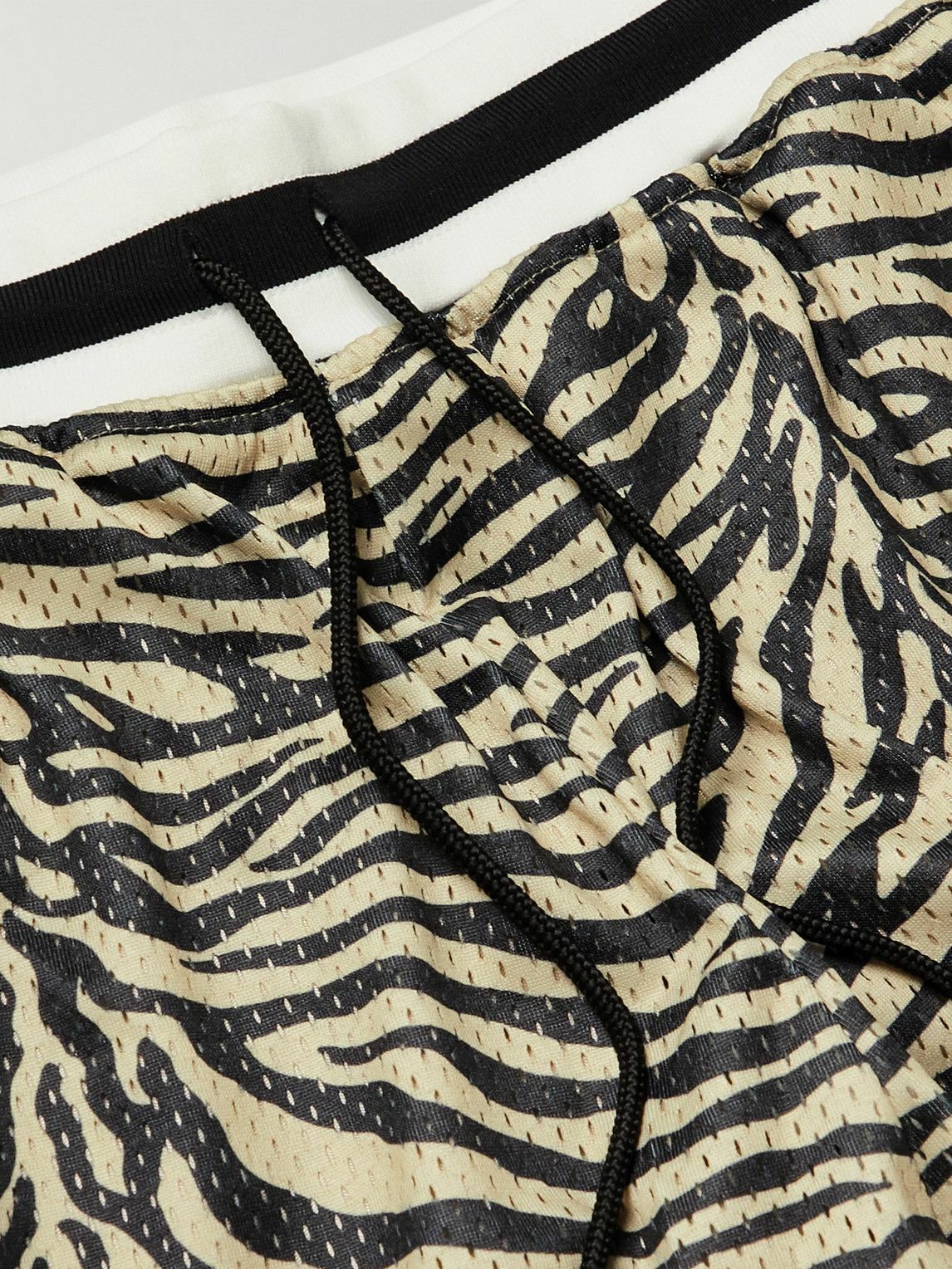 John Elliott - Marty Wide-Leg Zebra-Print Mesh Drawstring Shorts ...