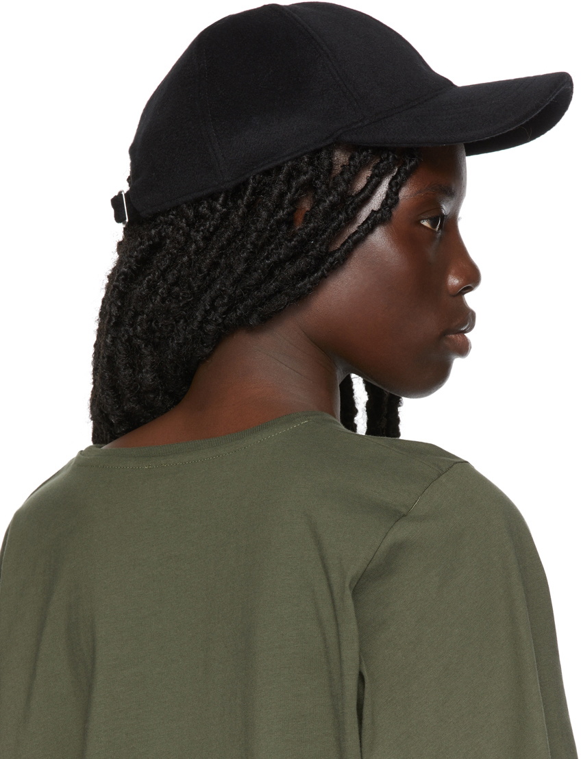 Totême Black Cashmere Double Baseball Cap Toteme