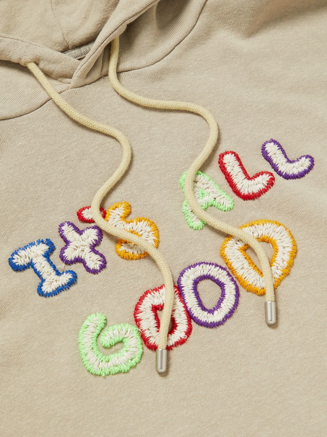 POLITE WORLDWIDE® - Embroidered Cotton-Jersey Hoodie - Neutrals POLITE ...