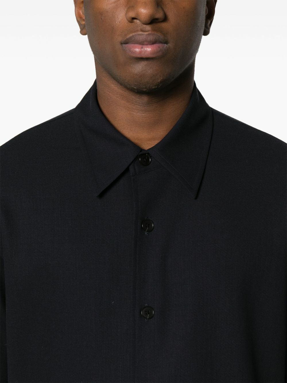 Auralee Navy Blue Wool Shirt Auralee