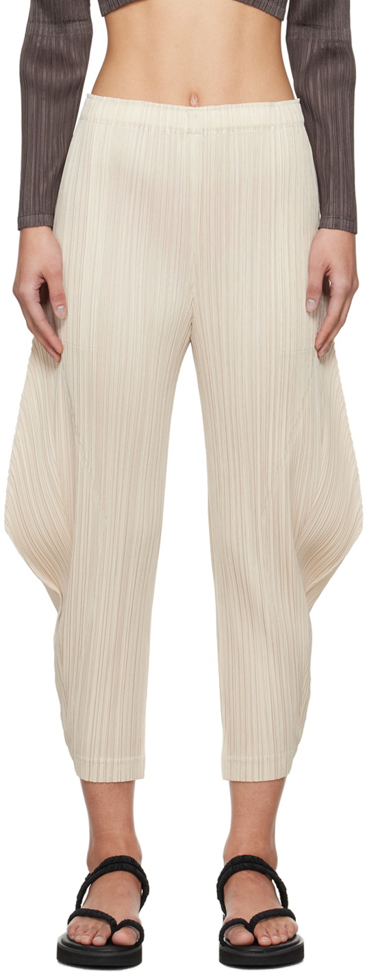 PLEATS PLEASE ISSEY MIYAKE Off-White Thicker Bottoms 1 Trousers Pleats ...