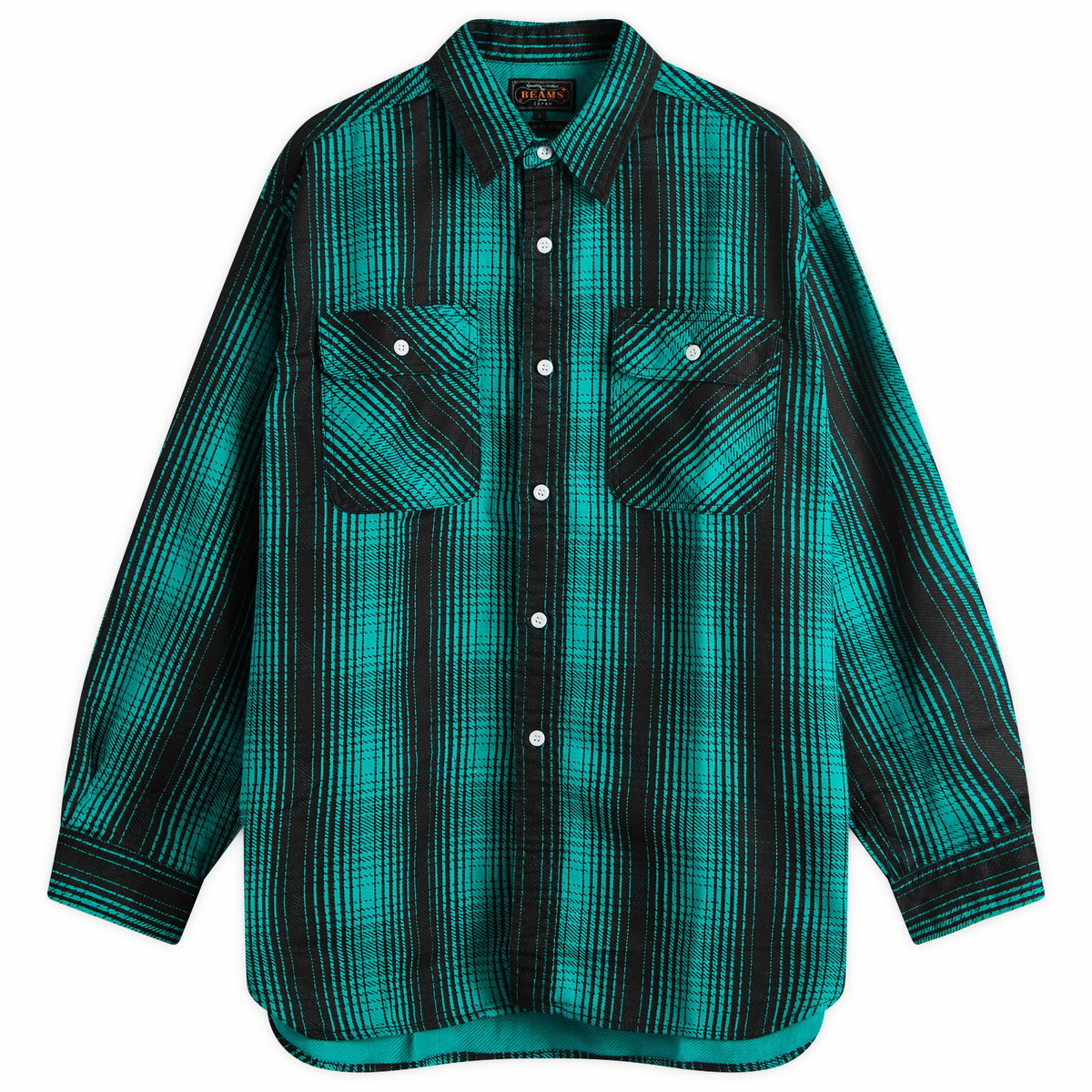 Beams Plus Men's Flannel Work Shirt in Green Beams Plus