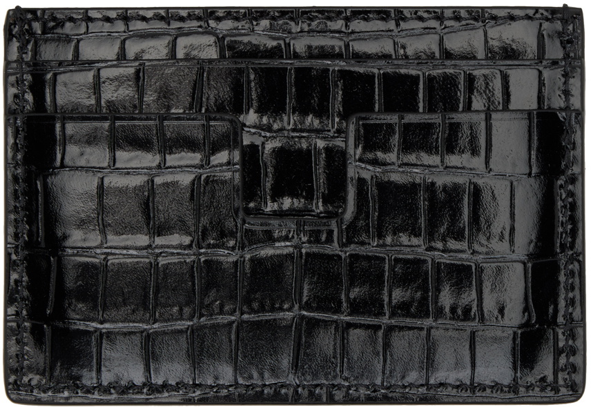 TOM FORD Black Croc Classic Card Holder TOM FORD