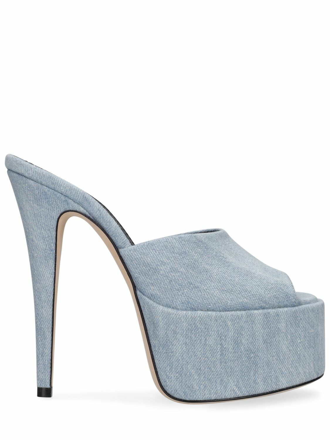 PARIS TEXAS - 145mm Marina Denim Platform Mules Paris Texas