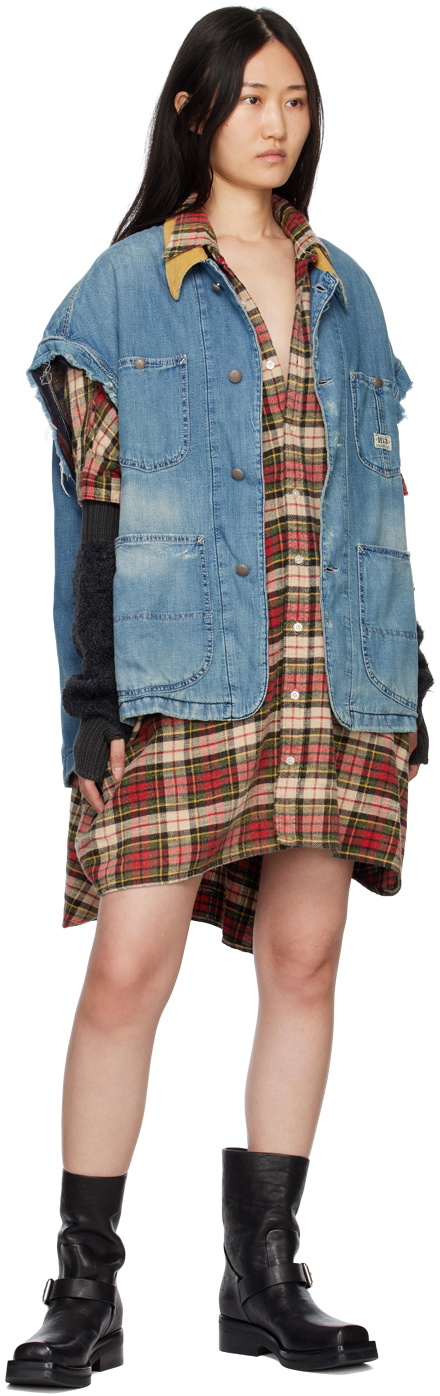 R13 Red & Green Oversized Boxy Minidress R13