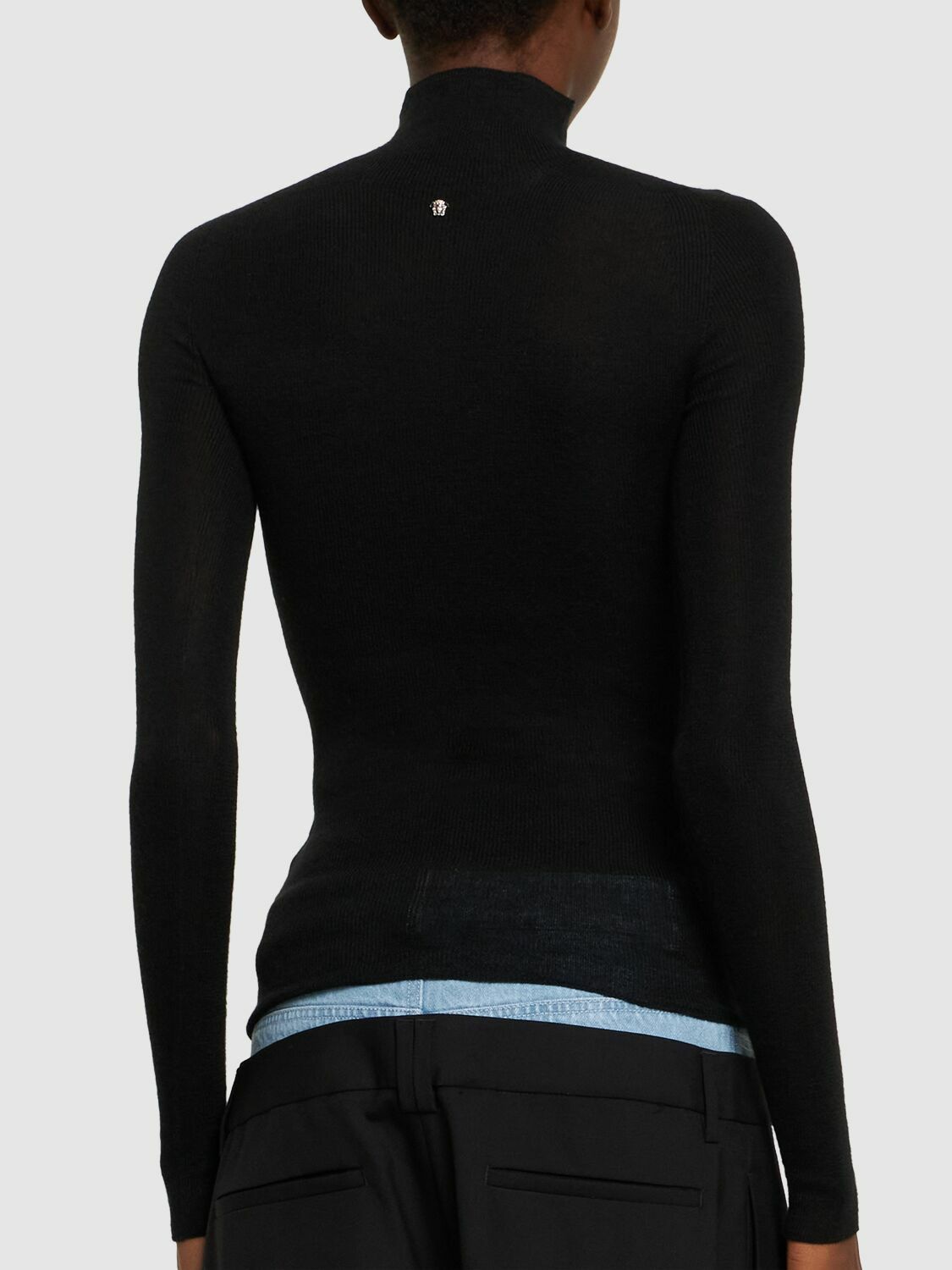 VERSACE - Seamless Rib Knit Turtleneck Sweater Versace