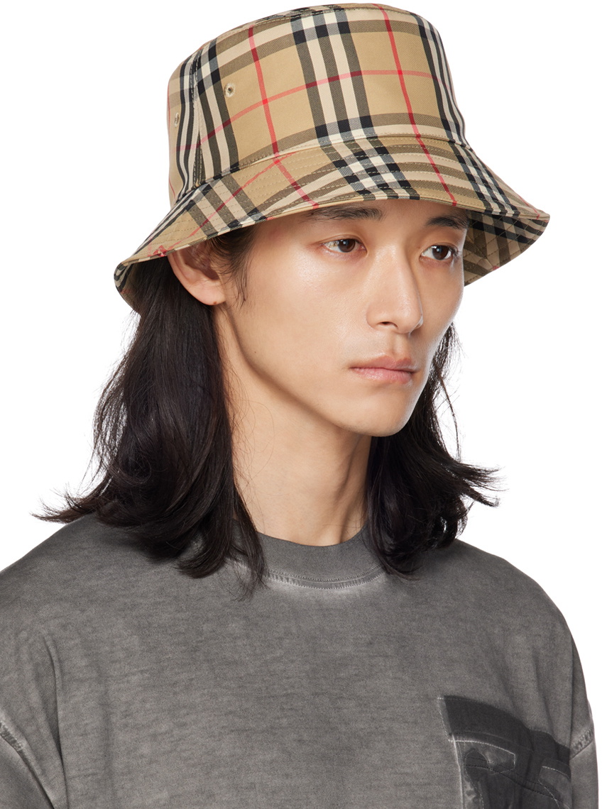 Burberry Beige Check Bucket Hat Burberry