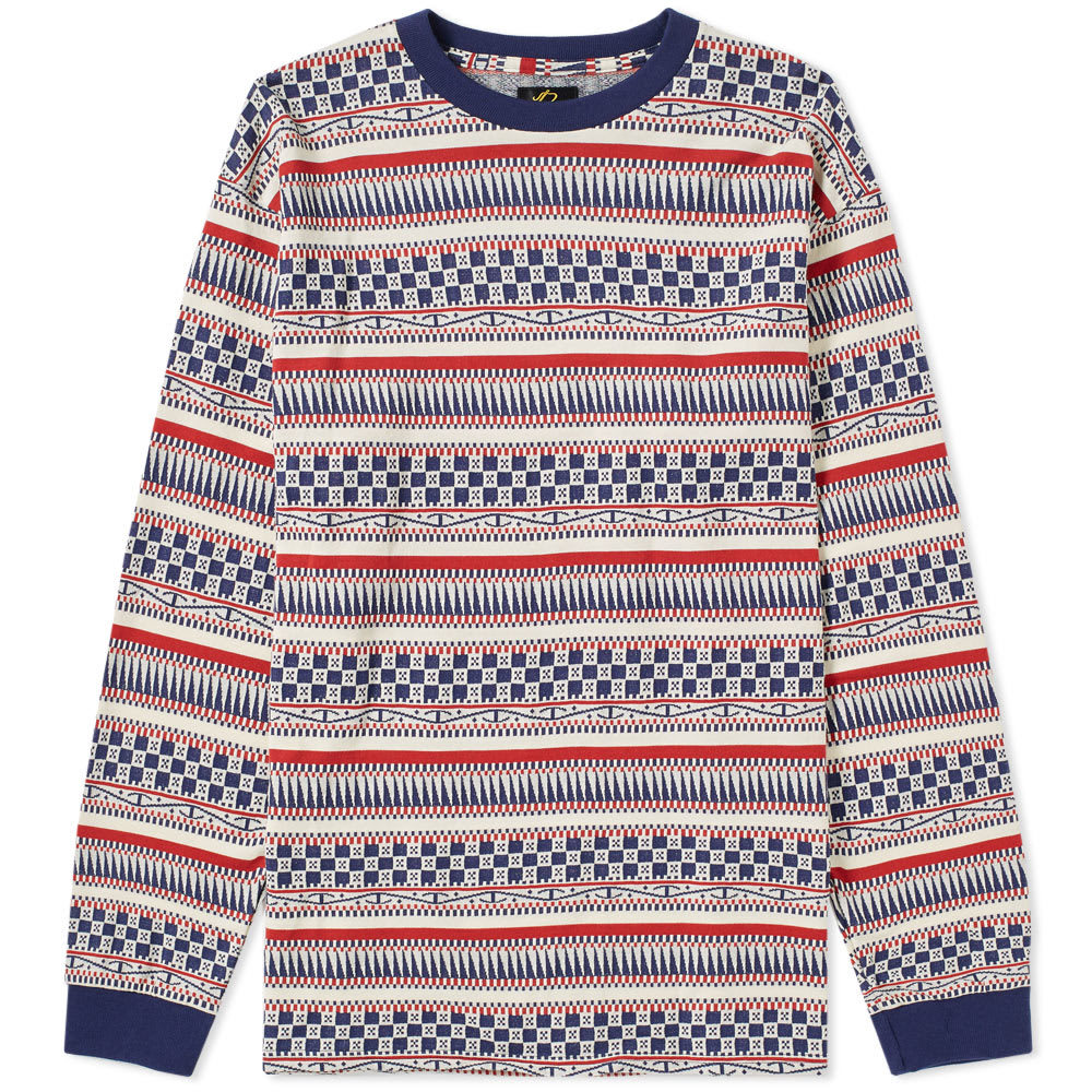 Needles Long Sleeve Tribe Jacquard Tee Red Needles