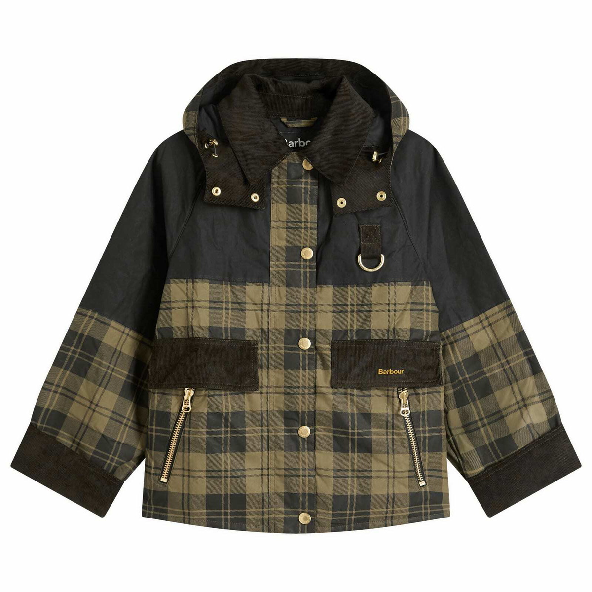 Barbour Women's Elaine Showerproof Jacket in Olive Check/Black Barbour