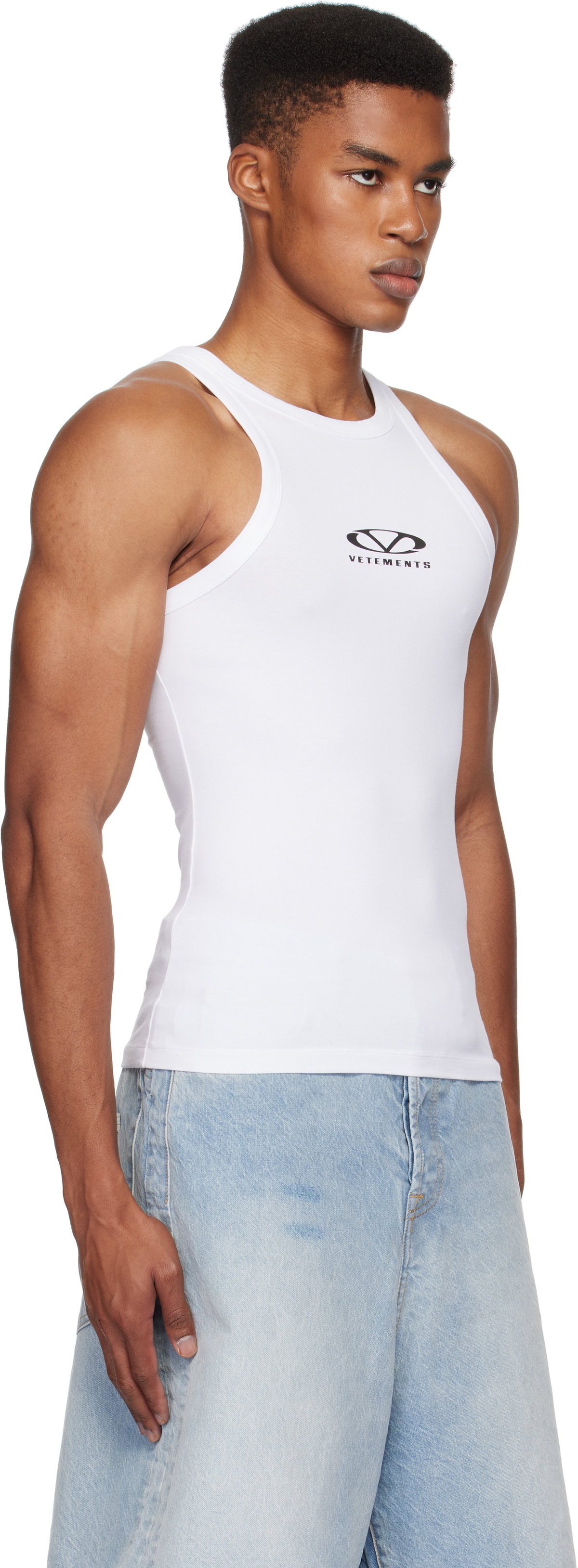 VETEMENTS White Oval Logo Tank Top Vetements