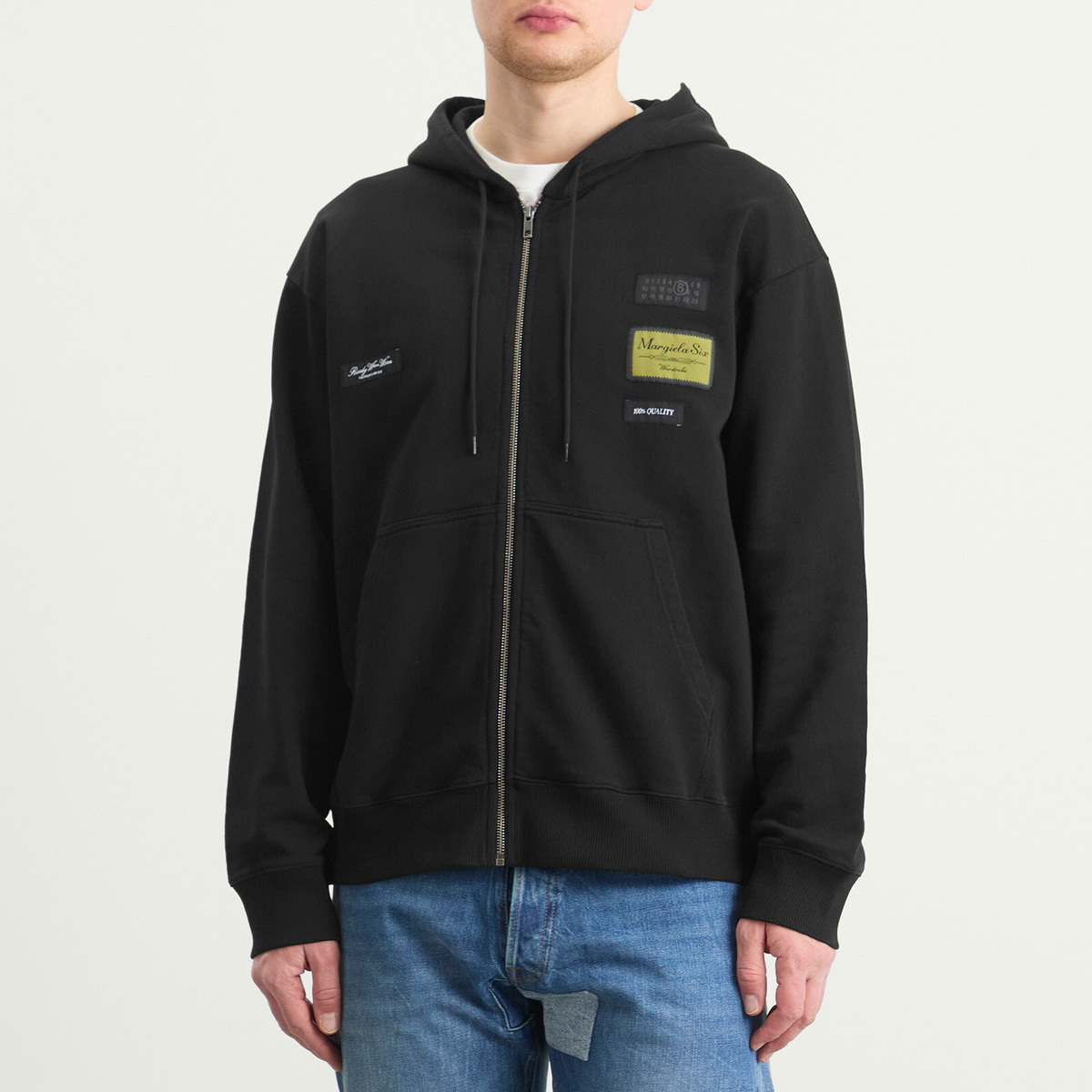 MM6 Maison Margiela Men's Tailored Labels Zip Hoodie in Black MM6 ...